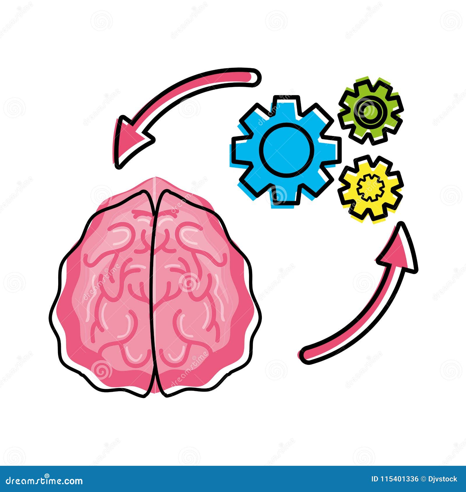 Healthy Brain with Gears Process Work Stock Vector - Illustration of ...