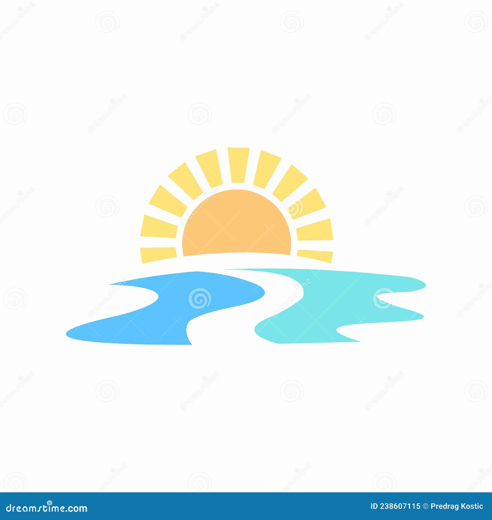 Sun and river illustration stock illustration. Illustration of design ...