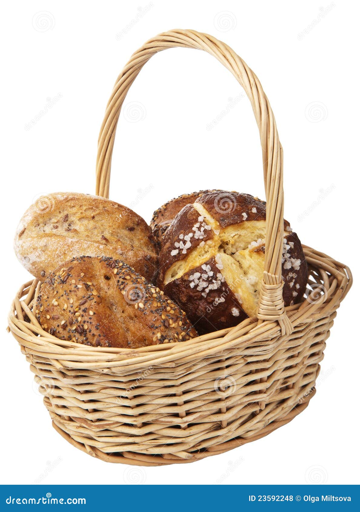 Healthy Bread in Basket Isolated Stock Photo - Image of isolated ...