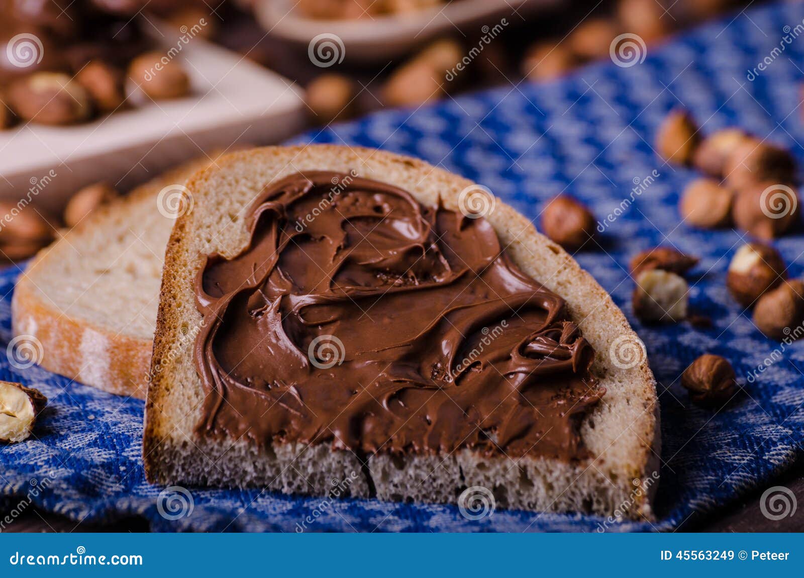 Healthy Bread with Chocolate Spread and Nuts Stock Image - Image of ...