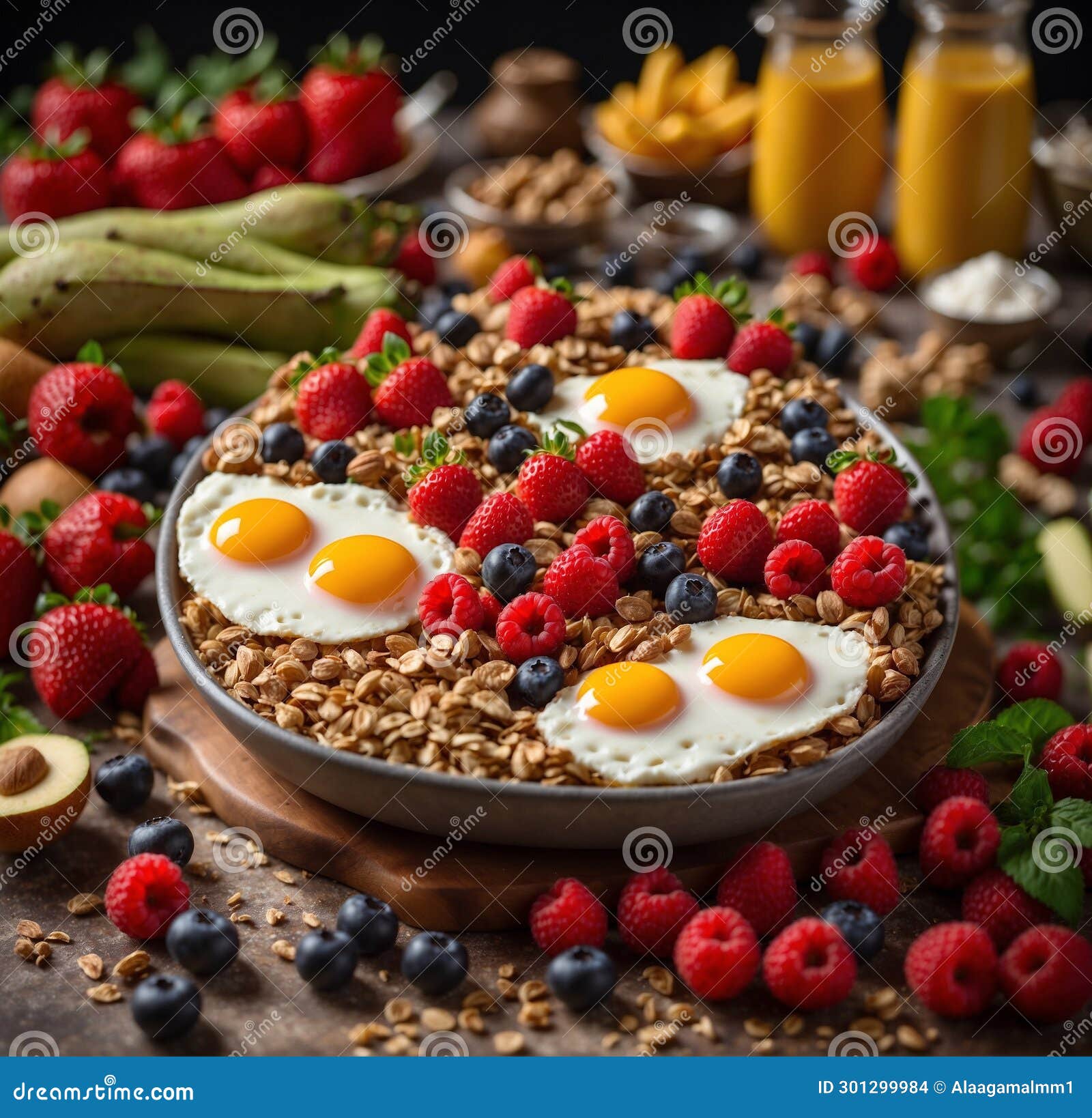 A Healthy Breakfast Being Prepared with Vibrant Ingredients Stock ...