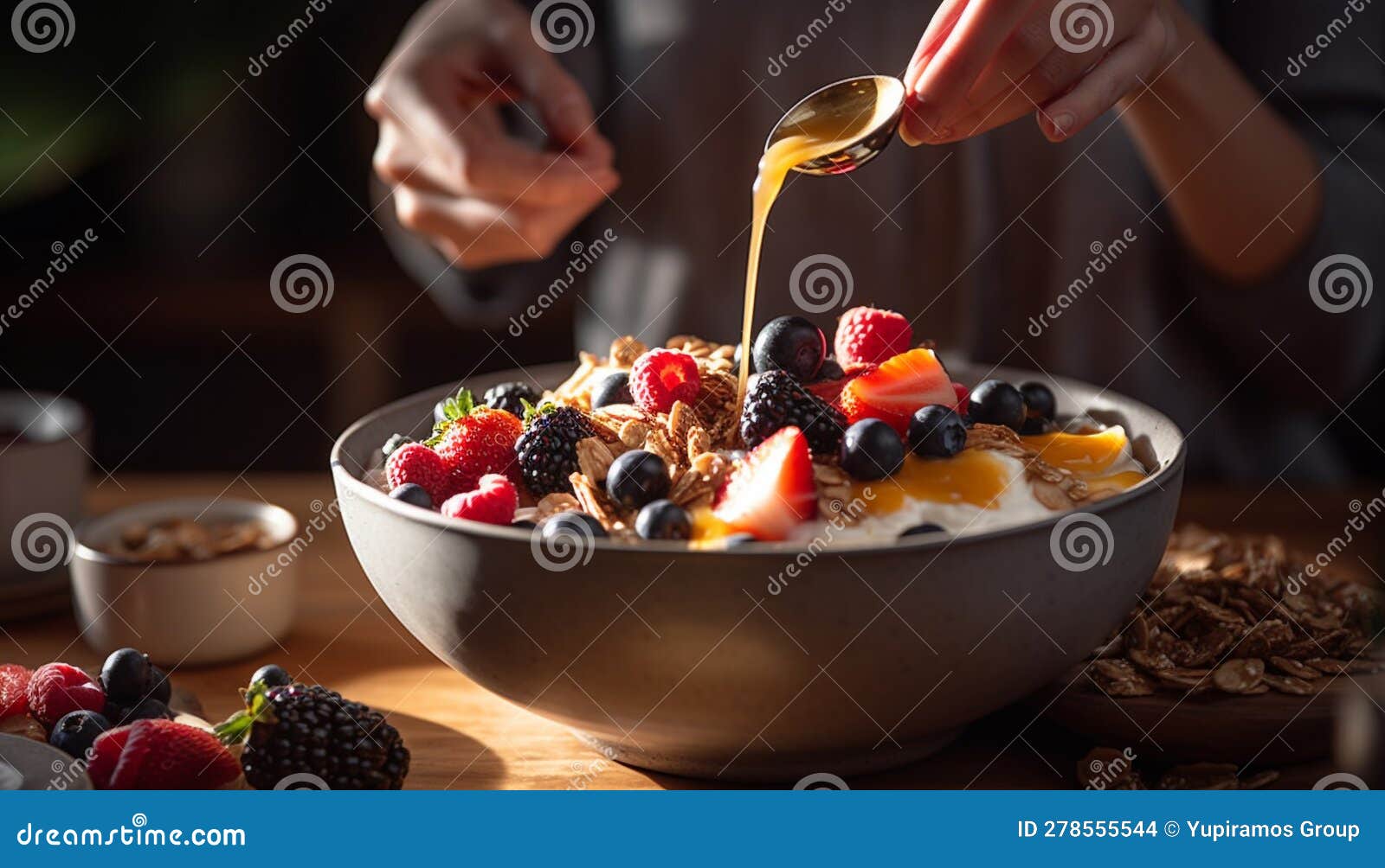 A Healthy Breakfast Bowl with Fresh Berries, Granola, and Yogurt ...