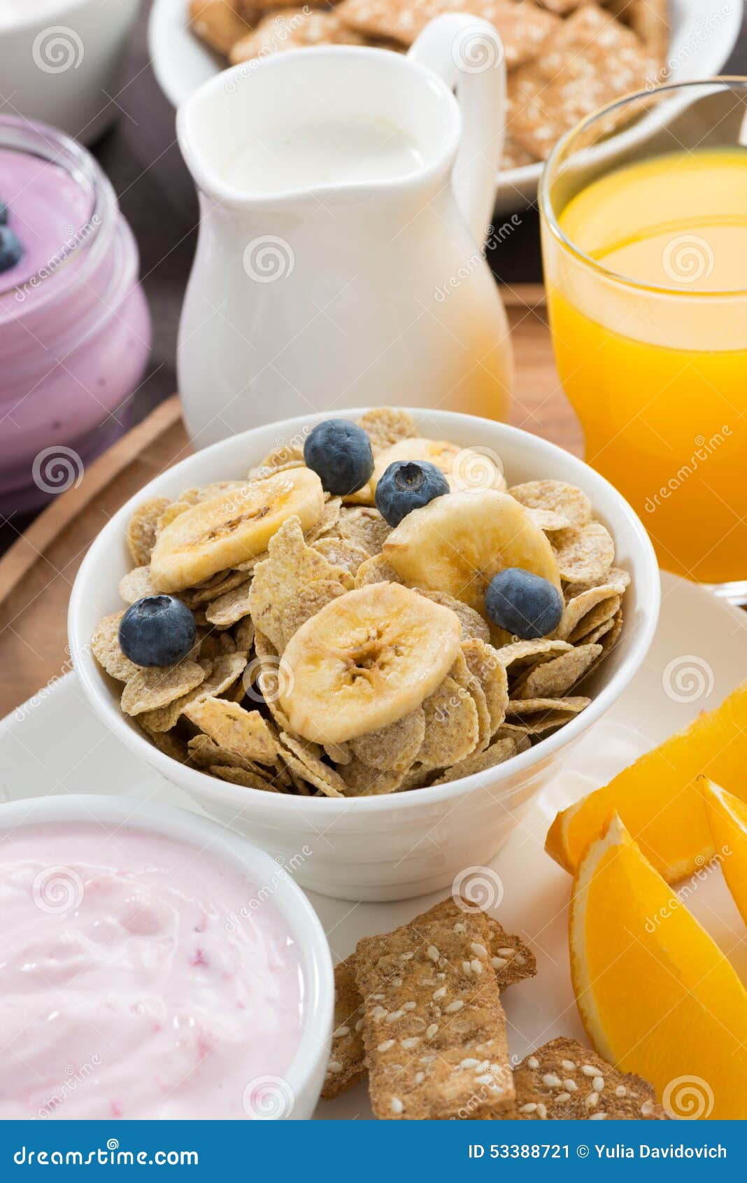 Healthy Breakfast with Cereal, Top View Stock Image - Image of ...