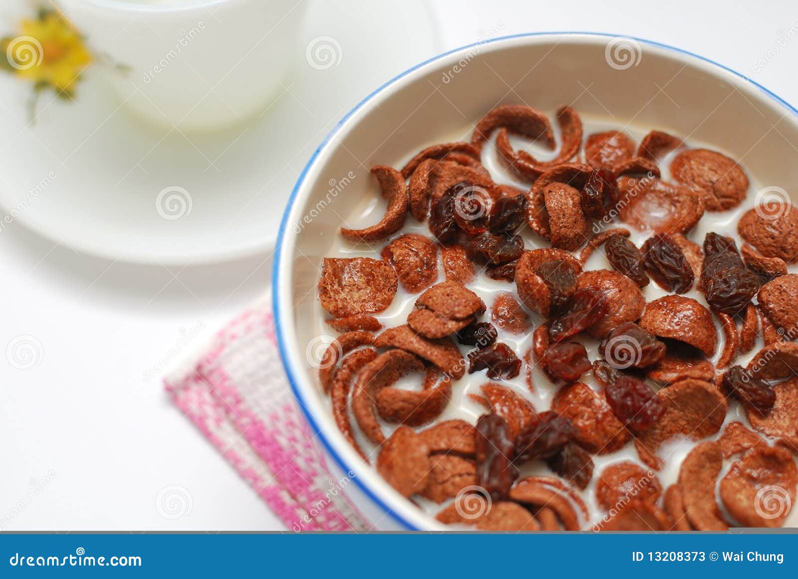 Healthy Breakfast Cereal Topped with Raisins Stock Image - Image of ...