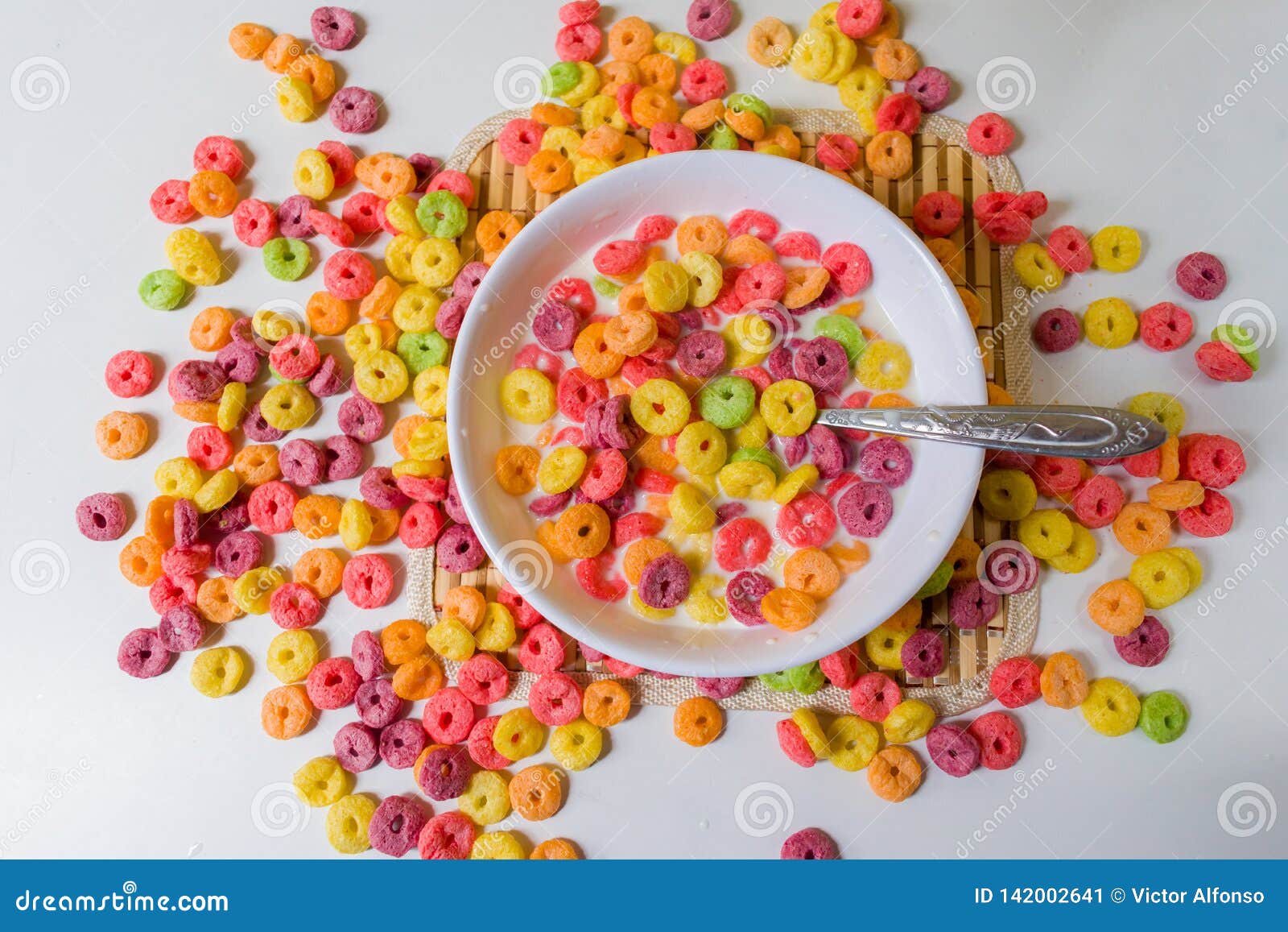 HEALTHY BREAKFAST of COLORFUL CEREAL Stock Image - Image of lemon ...