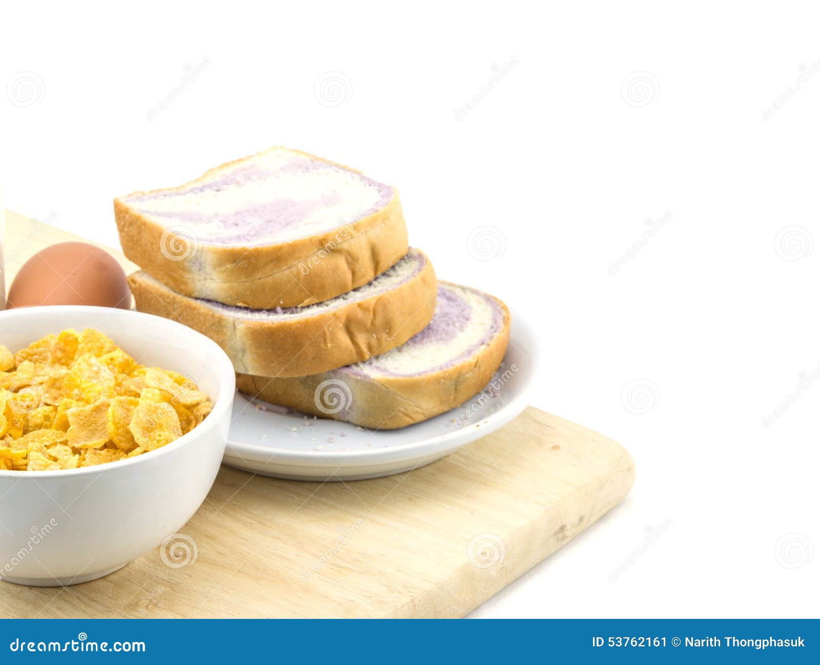 Healthy Breakfast: Cornflakes with Milk and Bread Stock Image - Image ...