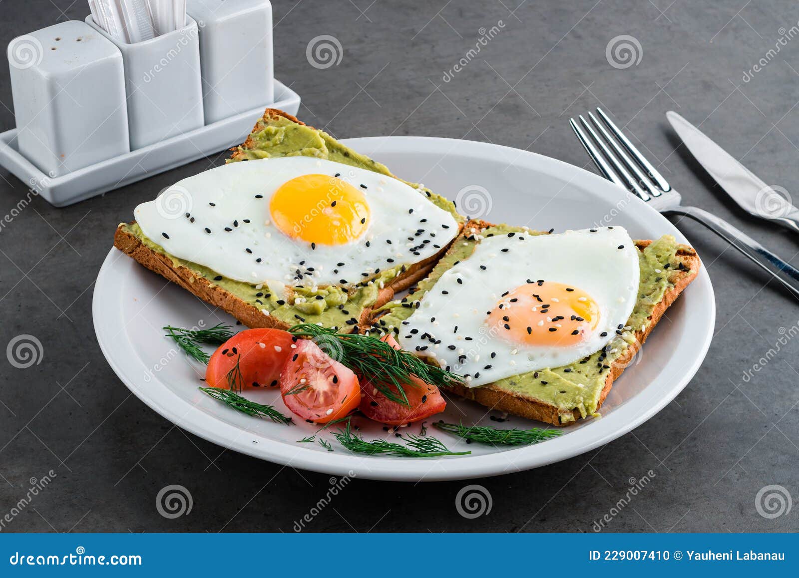 Healthy Breakfast Egg and Avocado Sandwich Stock Photo - Image of ...
