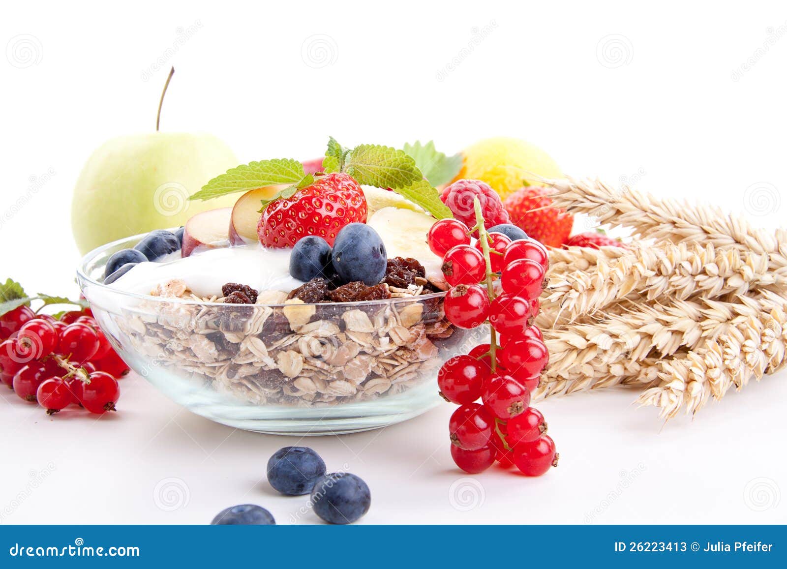 Healthy Breakfast with Flakes Fruits Stock Image - Image of energy ...