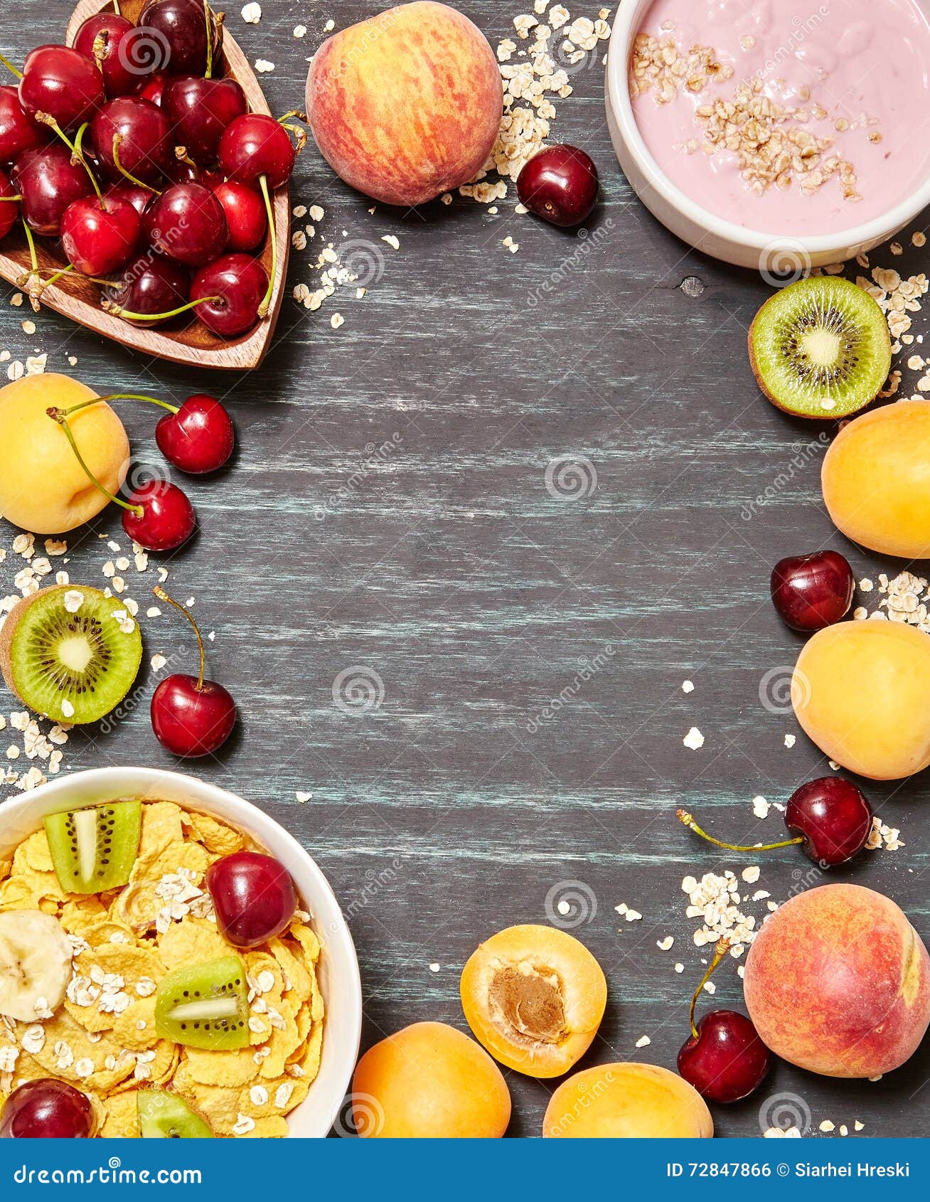 Healthy Breakfast, Frame with Space for Text Stock Photo - Image of ...