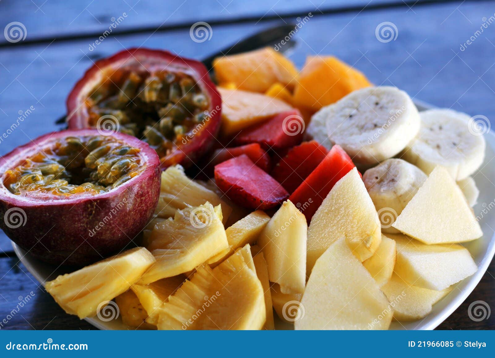 Healthy Breakfast - Fruit Plate Stock Image - Image of chopped, tropics ...