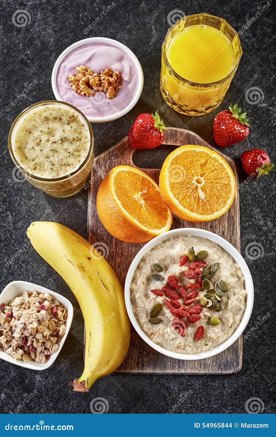 Healthy Breakfast Ingredients Stock Photo - Image of healthy, dark ...
