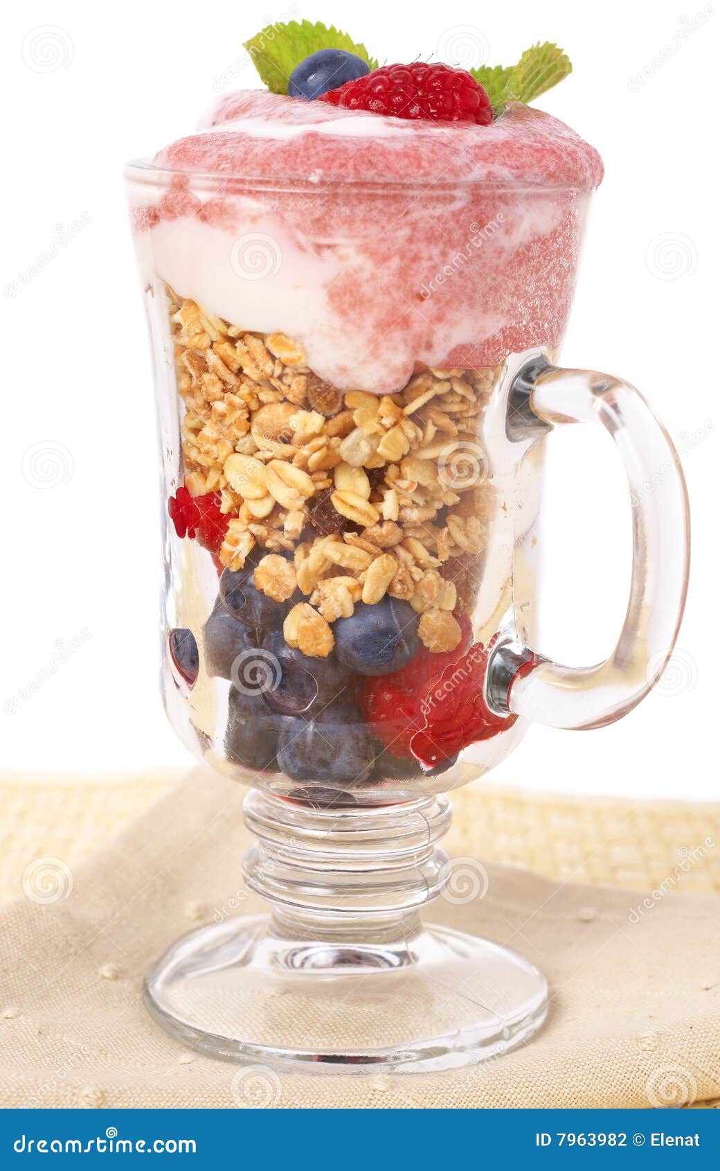 Healthy Breakfast with Muesli and Yoghurt Stock Photo - Image of leaf ...