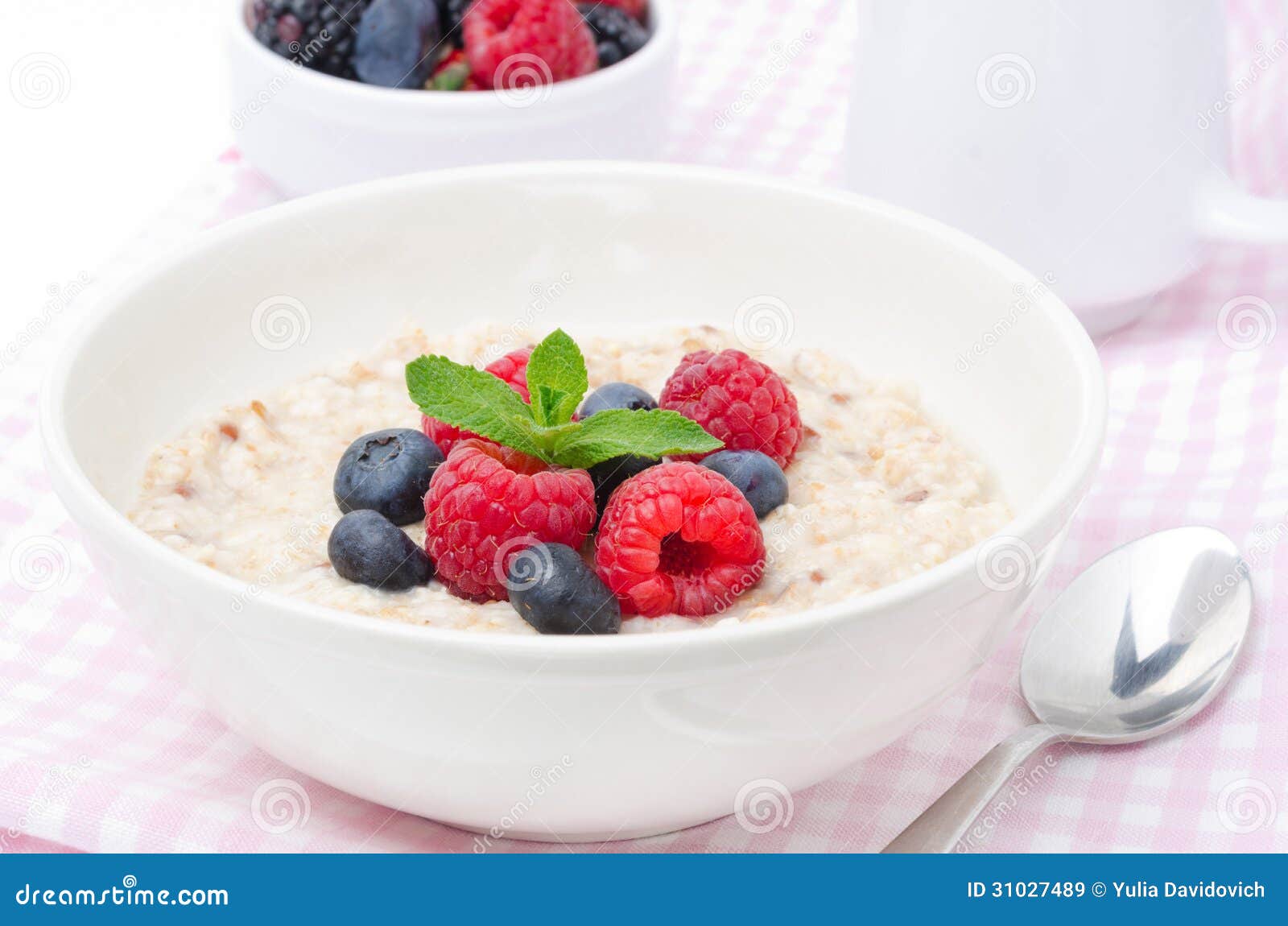 Healthy Breakfast - Oatmeal with Fresh Berries, Horizontal Stock Image ...