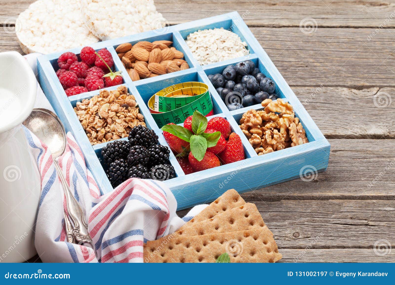 Healthy Breakfast Set with Muesli, Berries and Milk Stock Image - Image ...