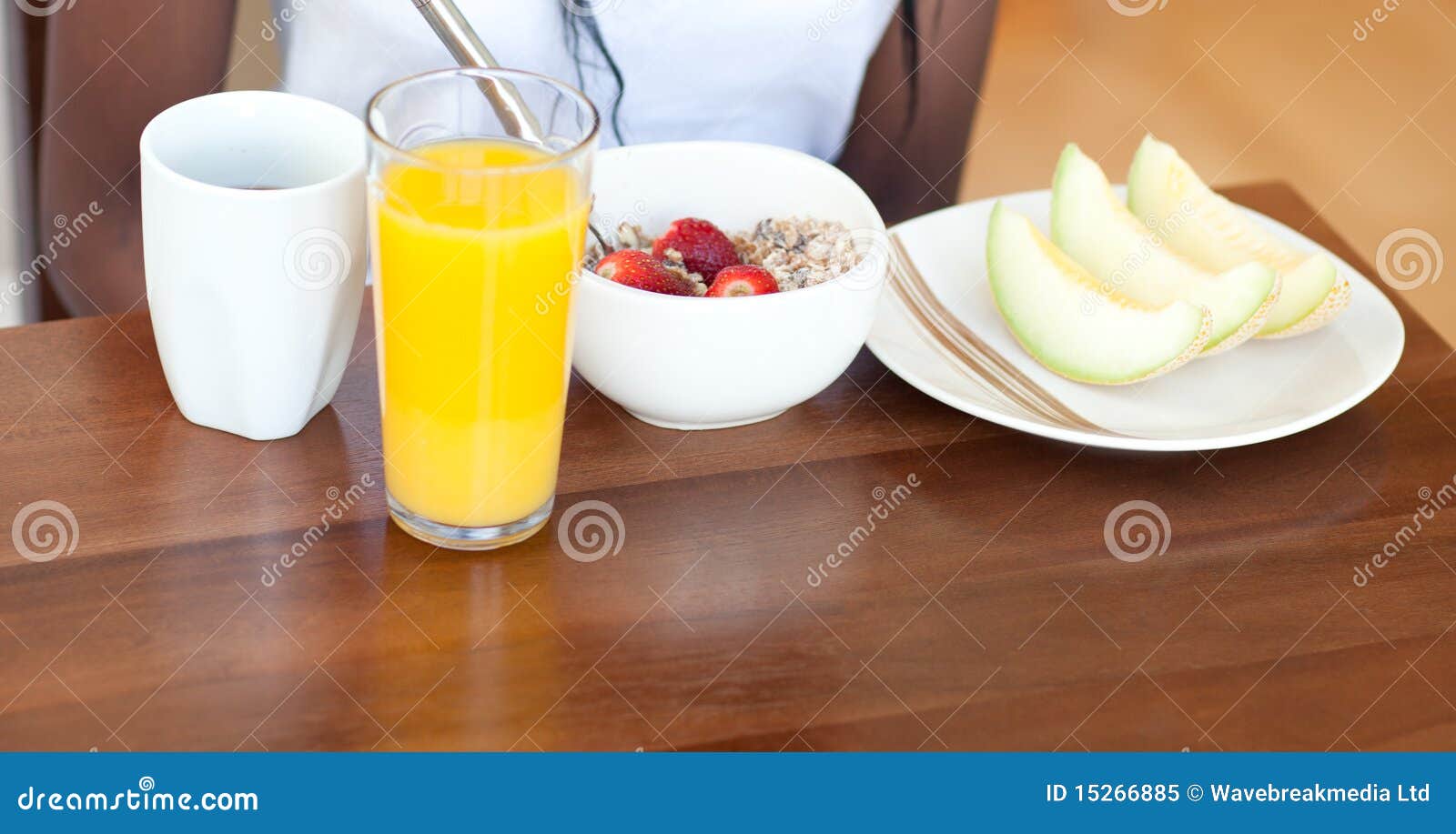 Healthy breakfast at table stock image. Image of adult - 15266885