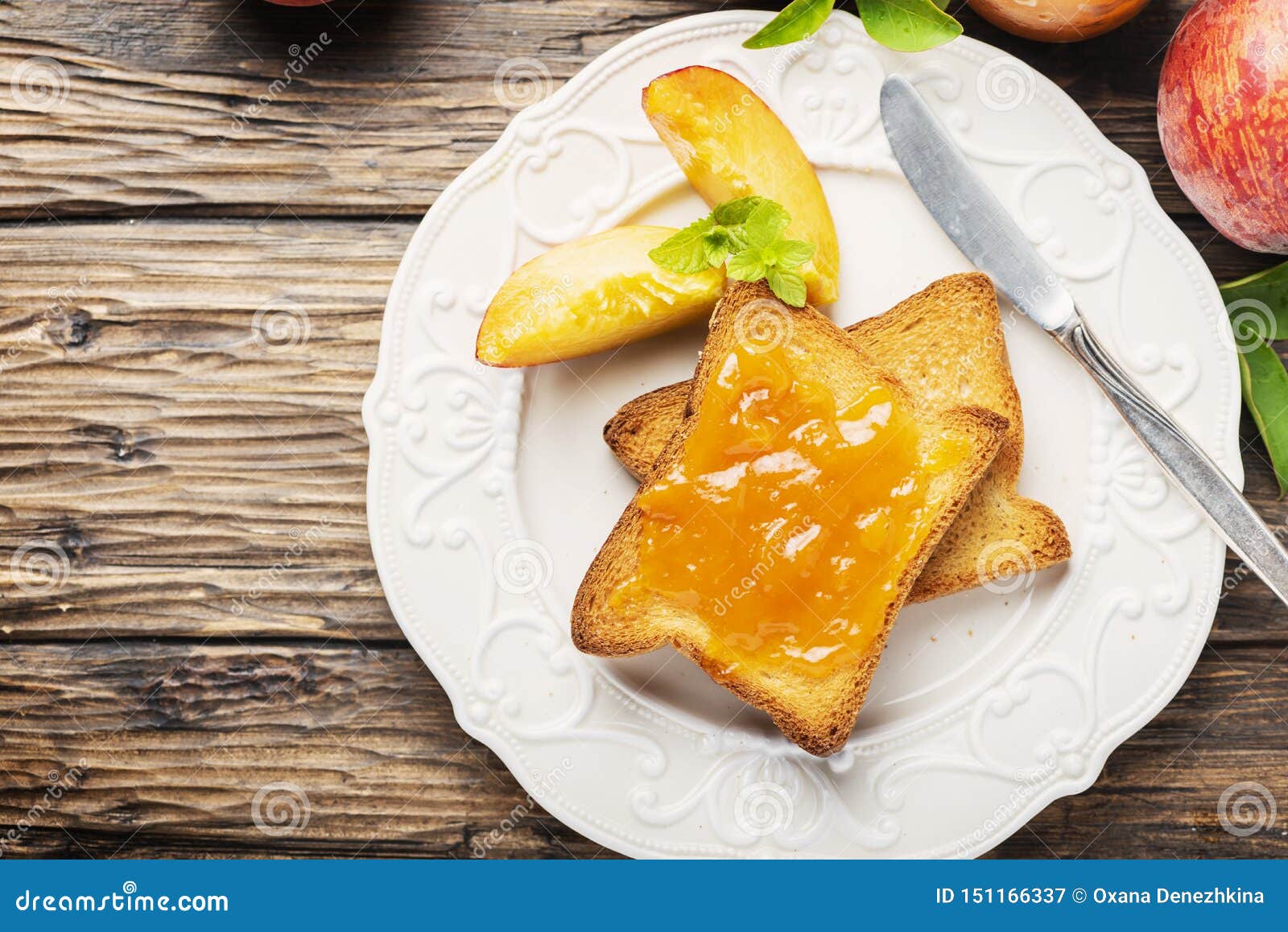 Healthy Breakfast with Toast and Peach Jam Stock Image - Image of sweet ...