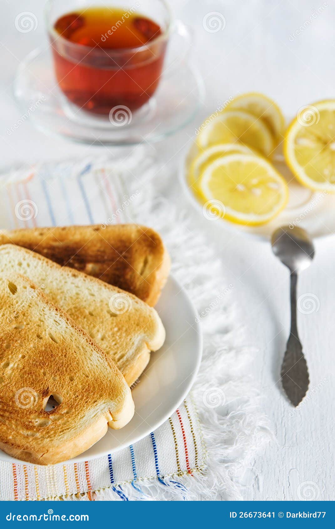 Healthy Breakfast: Toast, Tea and Lemon Stock Image - Image of healthy ...