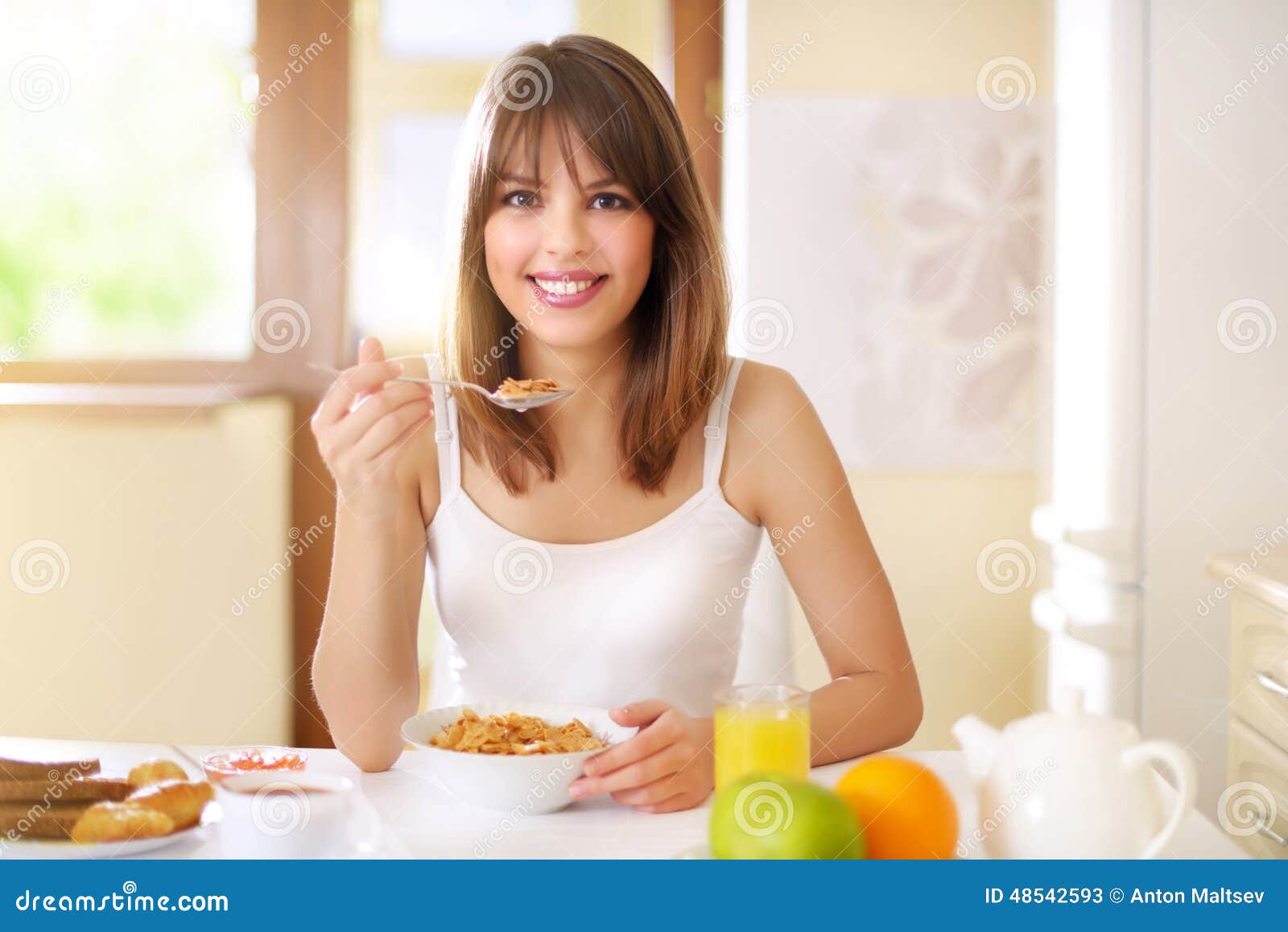 Healthy Breakfast stock image. Image of table, lifestyle - 48542593