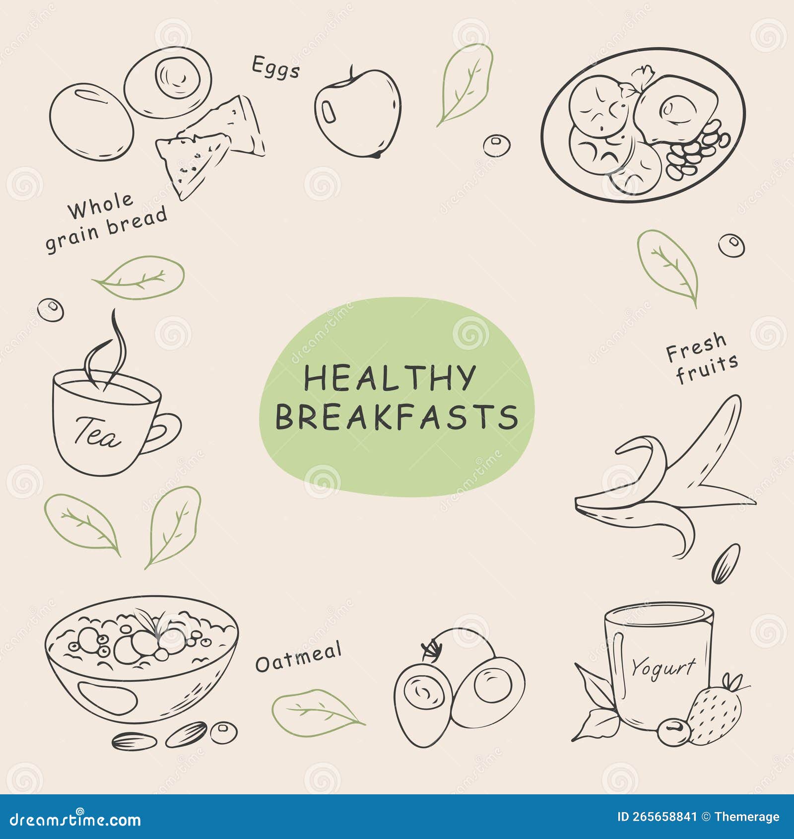 Healthy Breakfasts in Hand Drawn Style in Vector Stock Vector ...