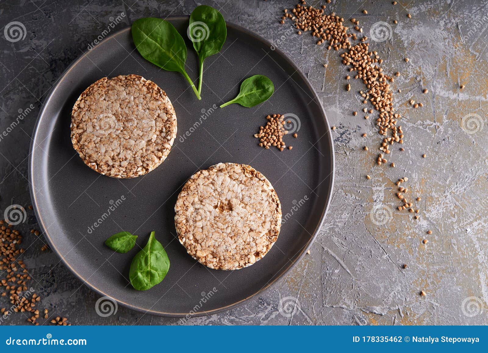 Healthy Buckwheat Crispbreads on a Dark Background Copyspace Stock ...