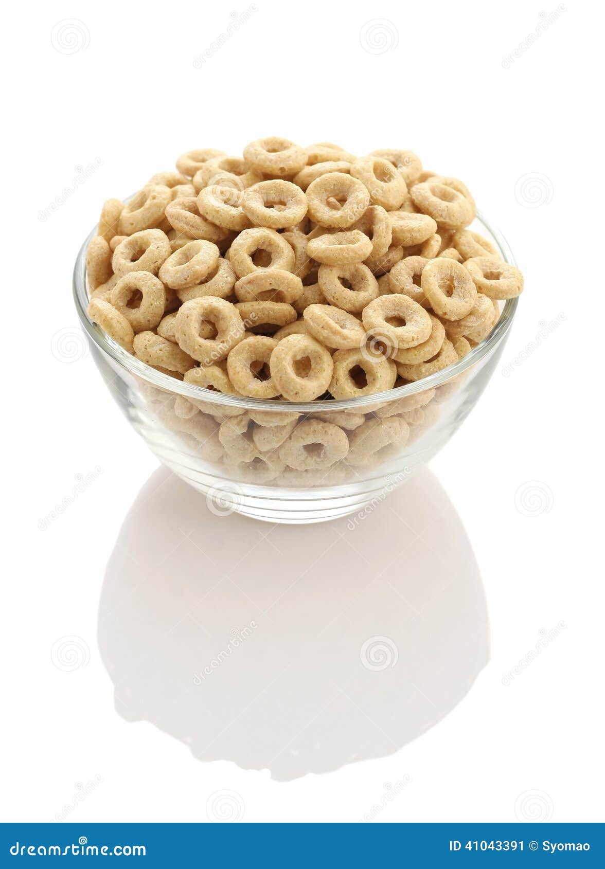 Healthy Cereal Rings in a Glass Bowl on a White Background Stock Image ...