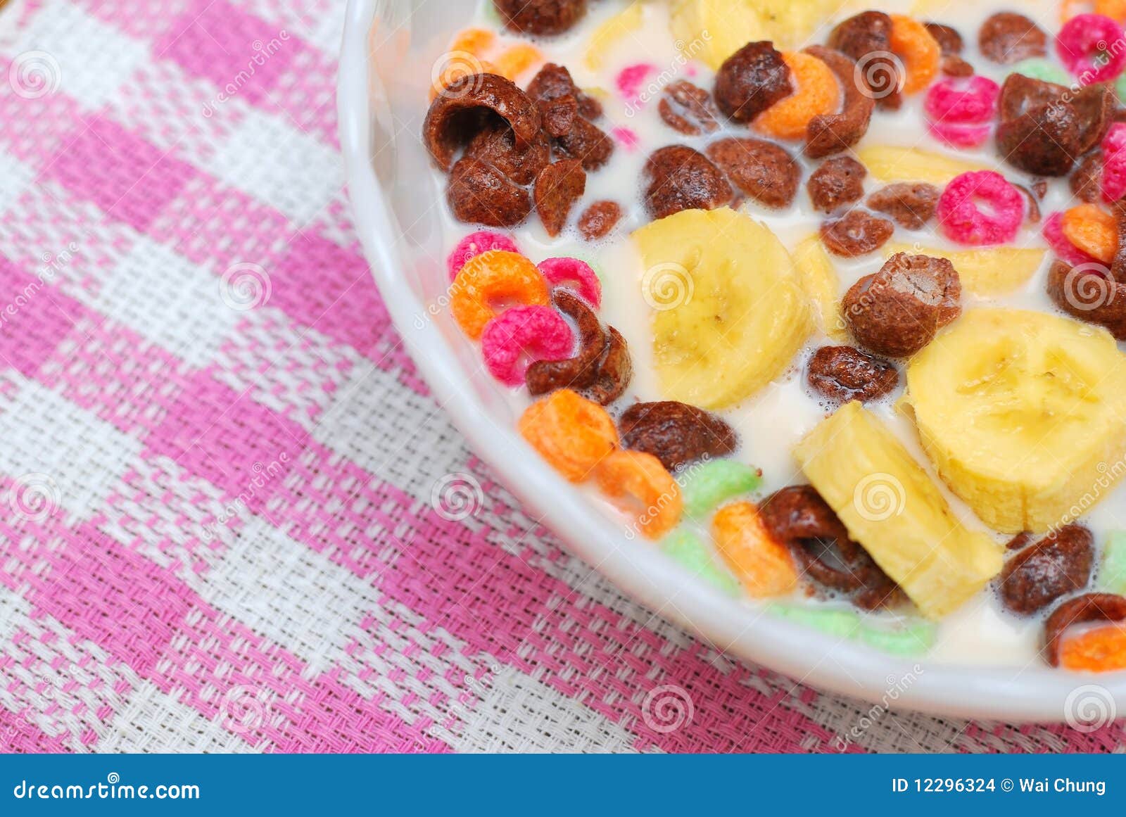 Healthy Cereal Topped with Fruit and Raisins Stock Photo - Image of ...