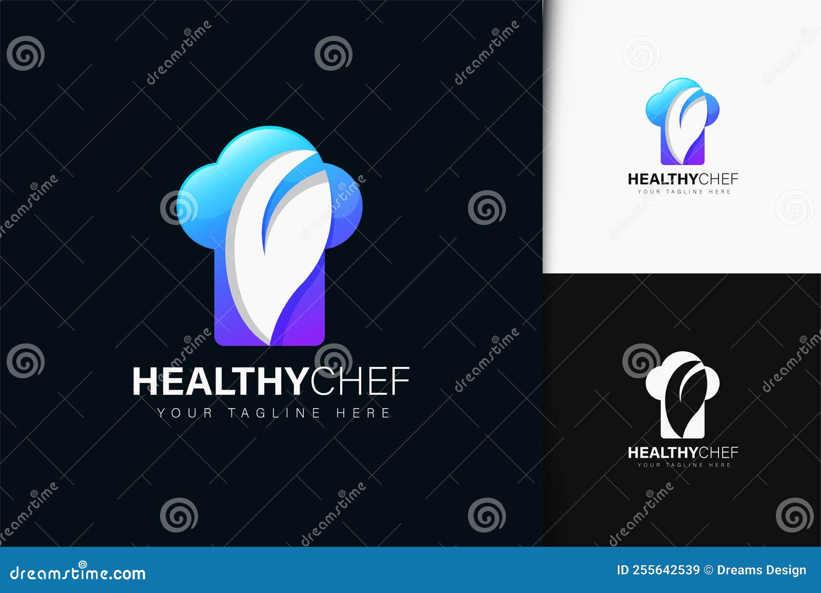 Healthy Chef Logo Design with Gradient Stock Vector - Illustration of ...