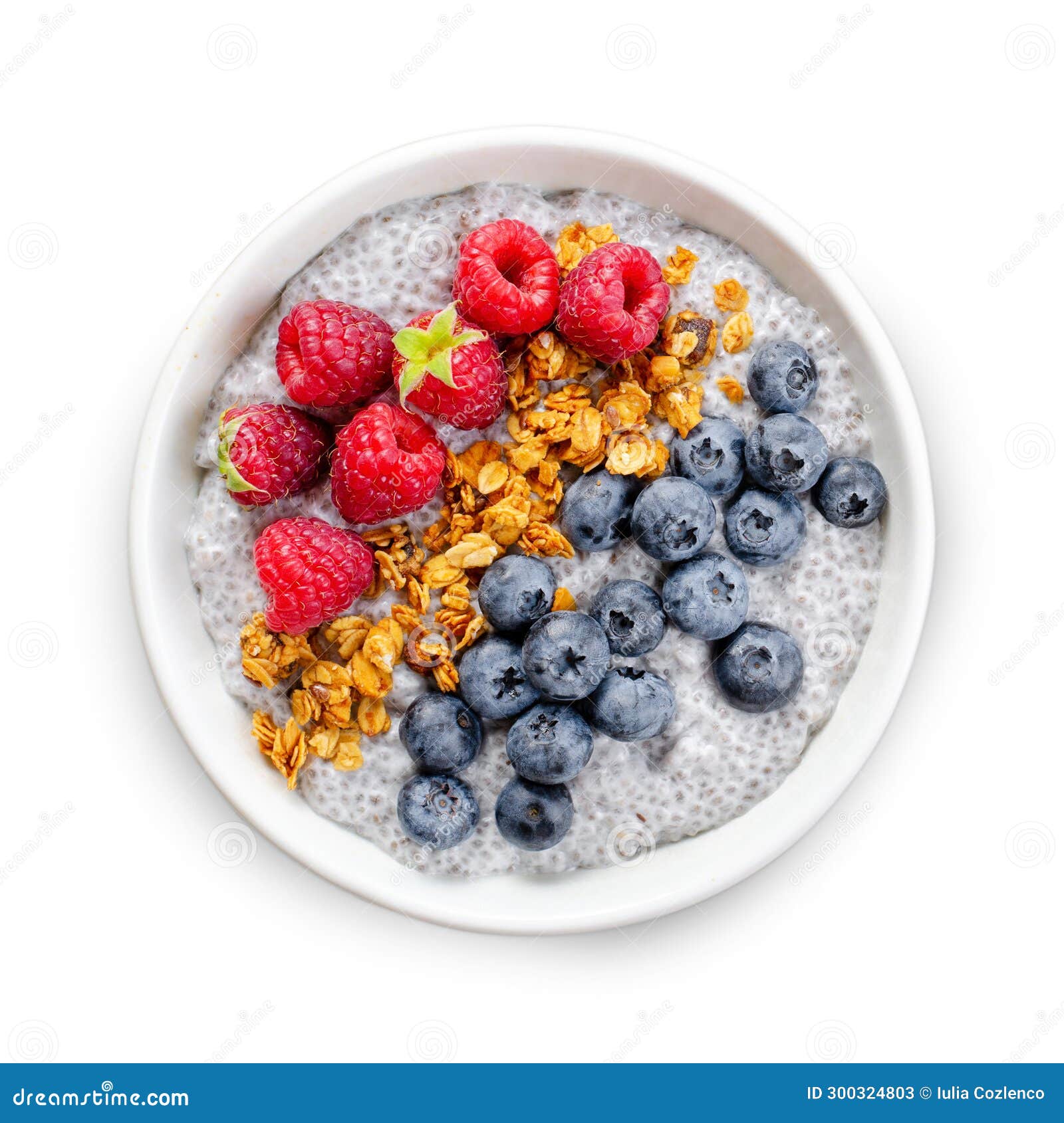 Healthy Chia Pudding Bowl with Granola and Fresh Berries Stock Image ...