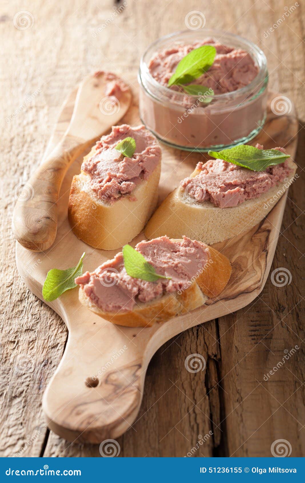 Healthy Chicken Liver Pate with Sage in Jar and on Bread Stock Image ...