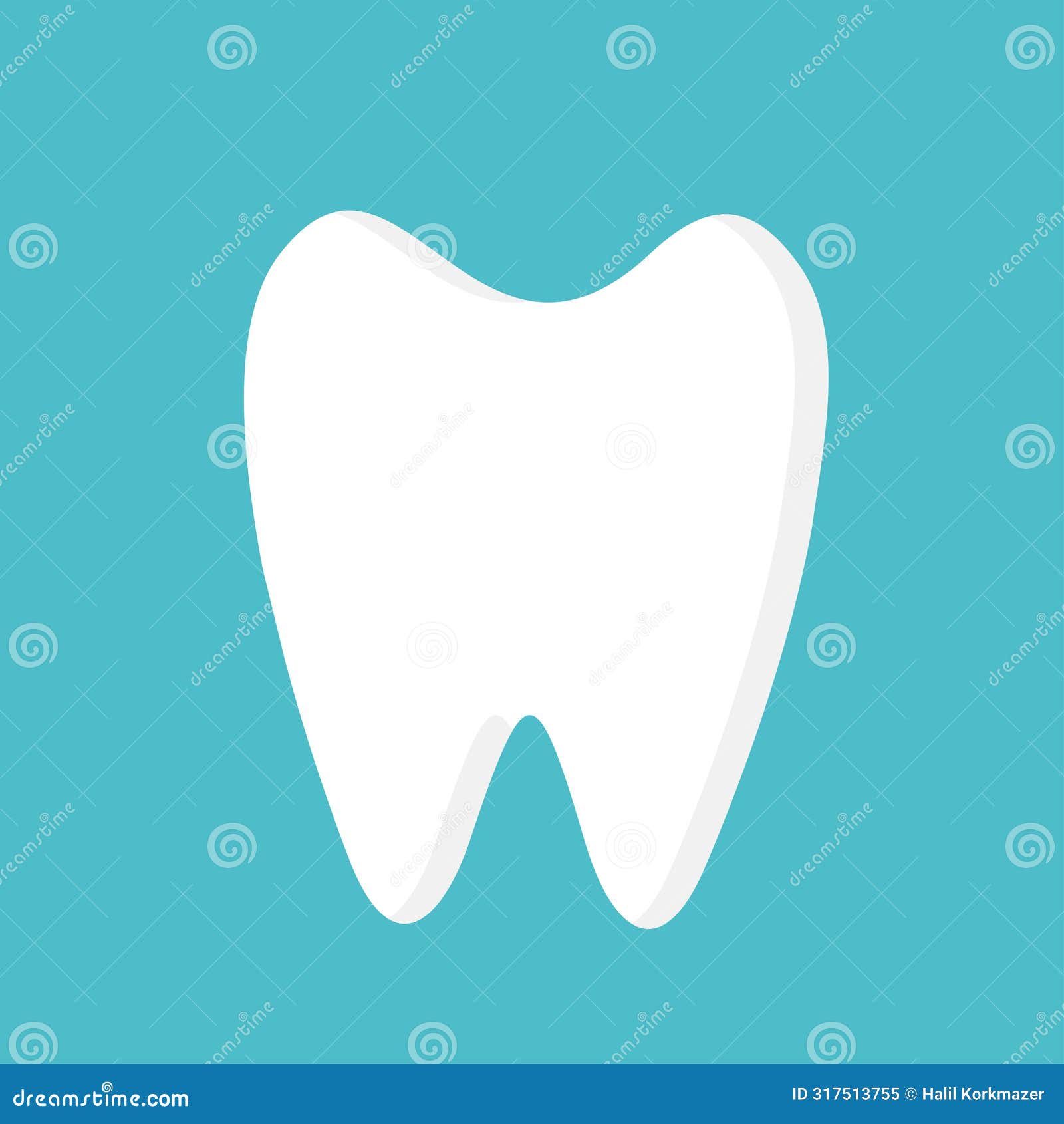 Healthy Clean White Tooth with Shadow in Flat Stock Vector ...