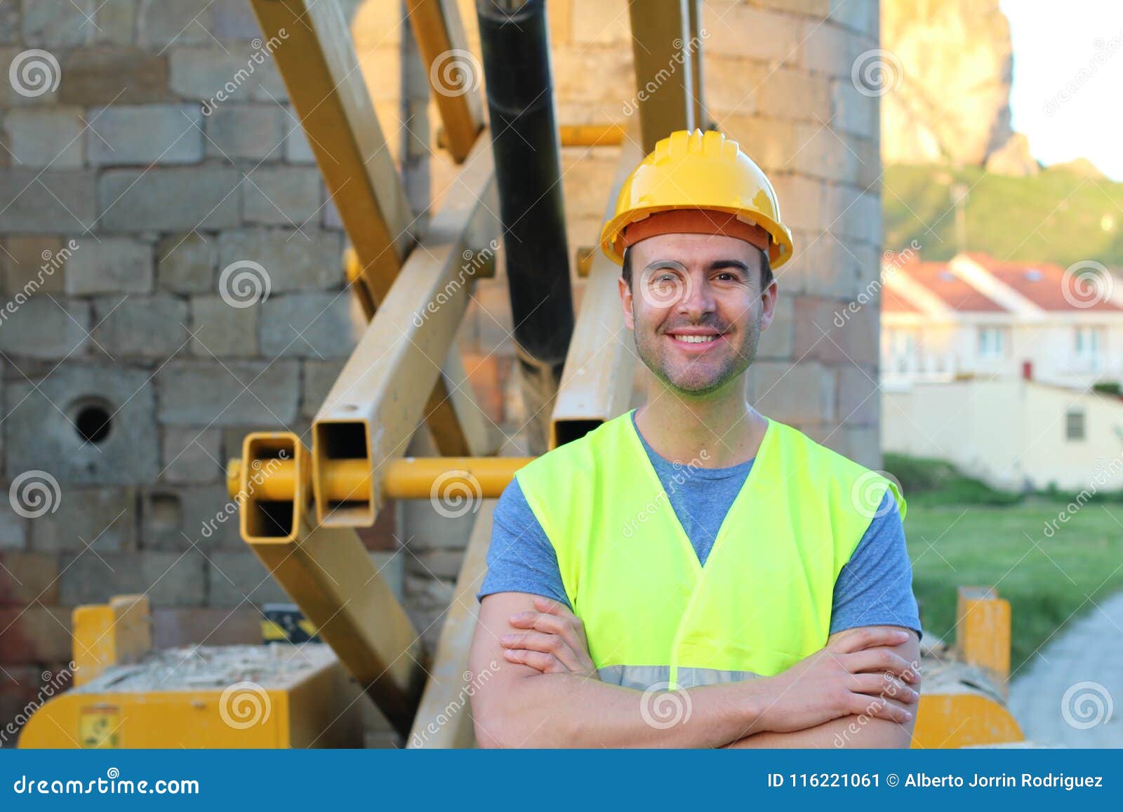 Healthy Construction Worker Smiling Isolated Stock Image - Image of ...