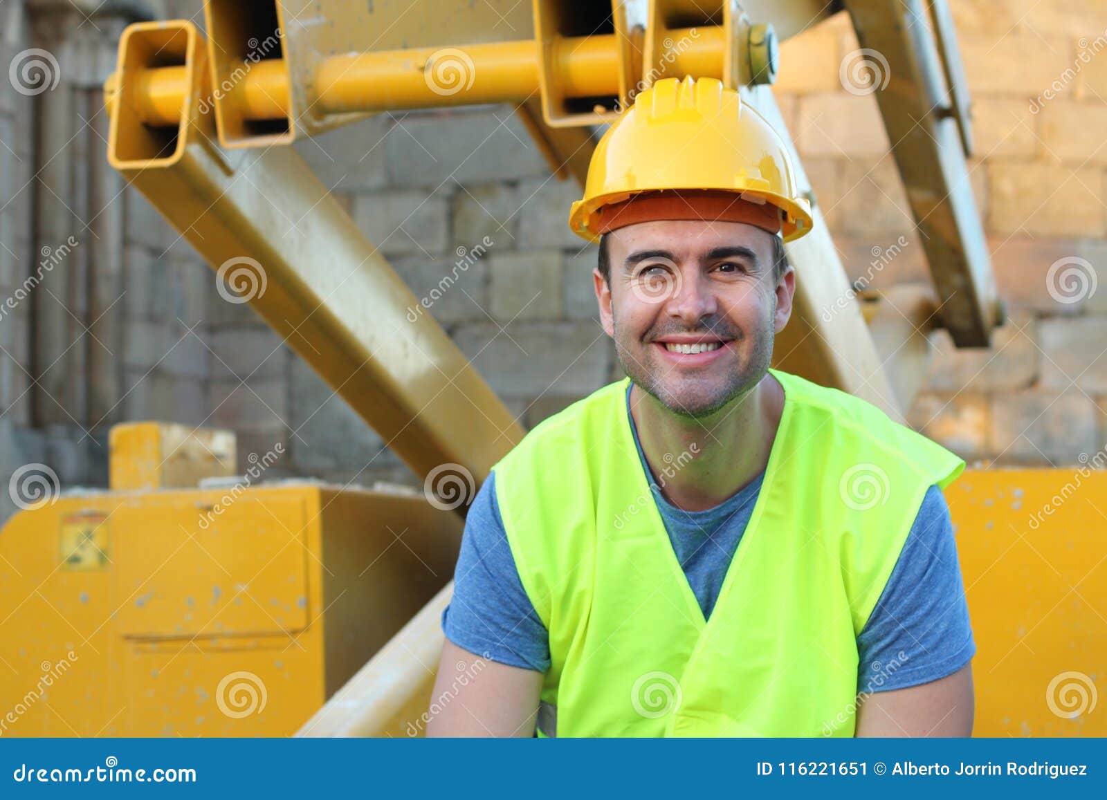 Healthy Construction Worker Smiling Isolated Stock Image - Image of ...