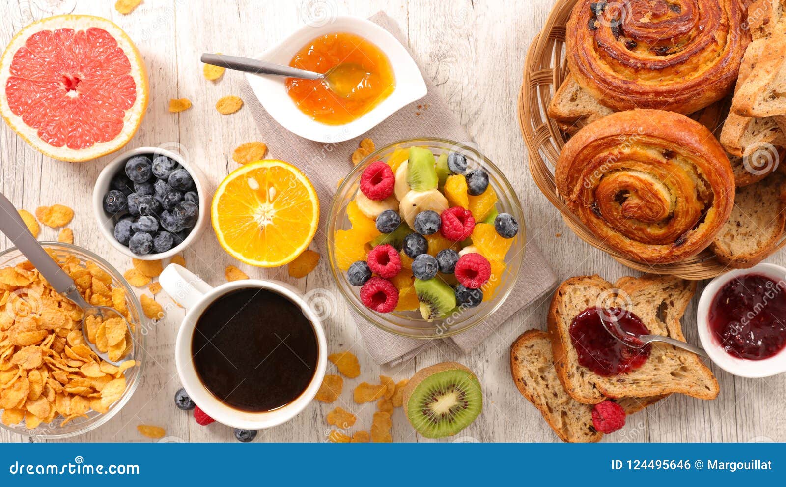 Healthy Continental Breakfast Stock Photo - Image of orange, background ...