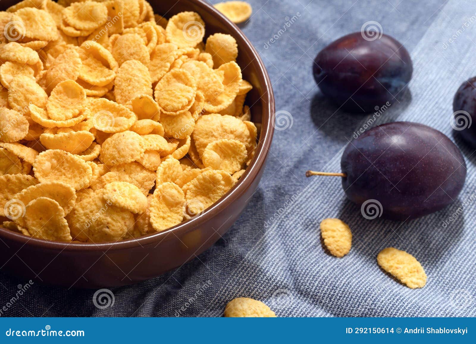 Healthy Corn Flakes for Breakfast with Fruit Stock Photo - Image of ...