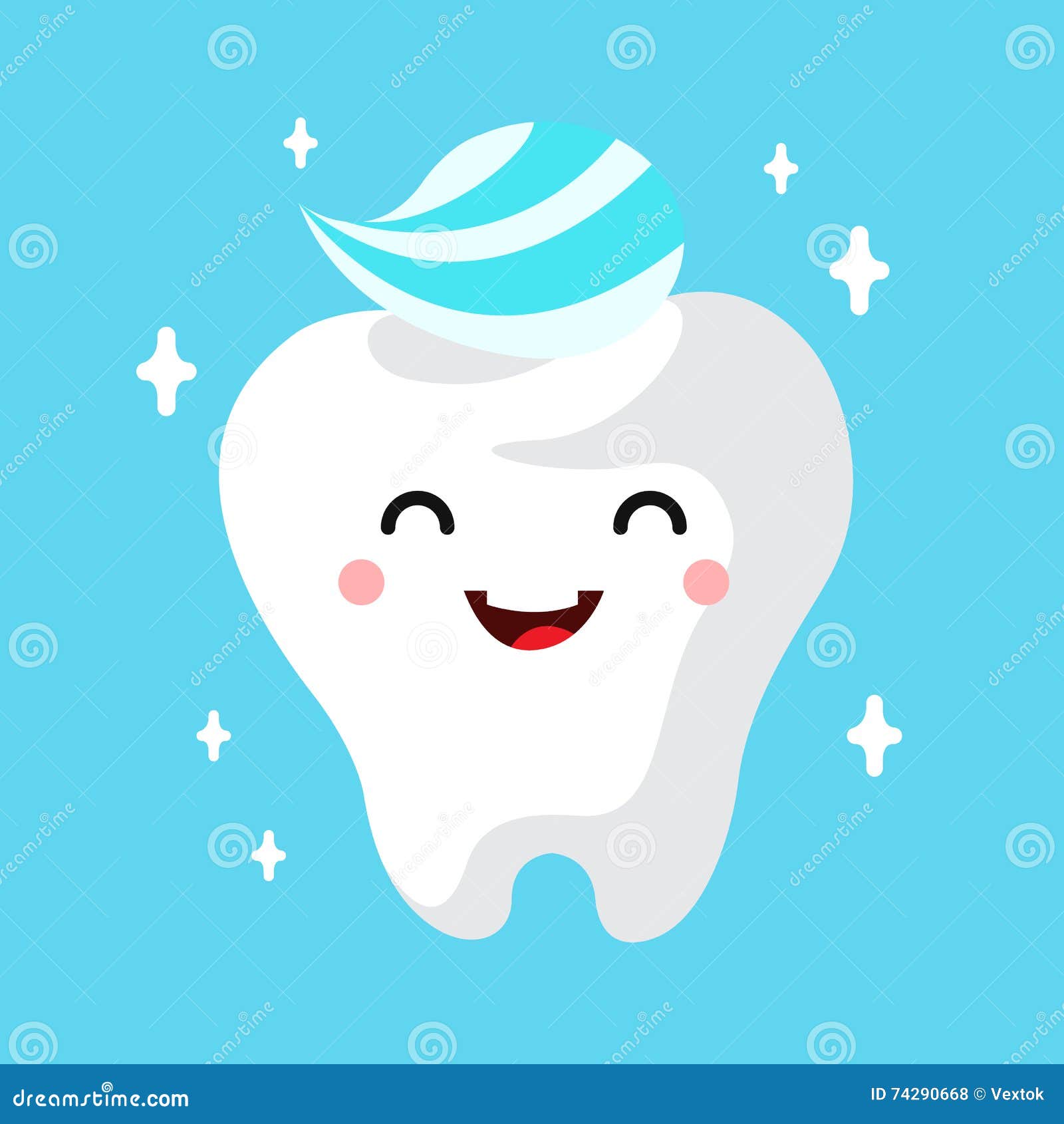 Healthy Cute Cartoon Tooth Character Stock Vector - Illustration of ...