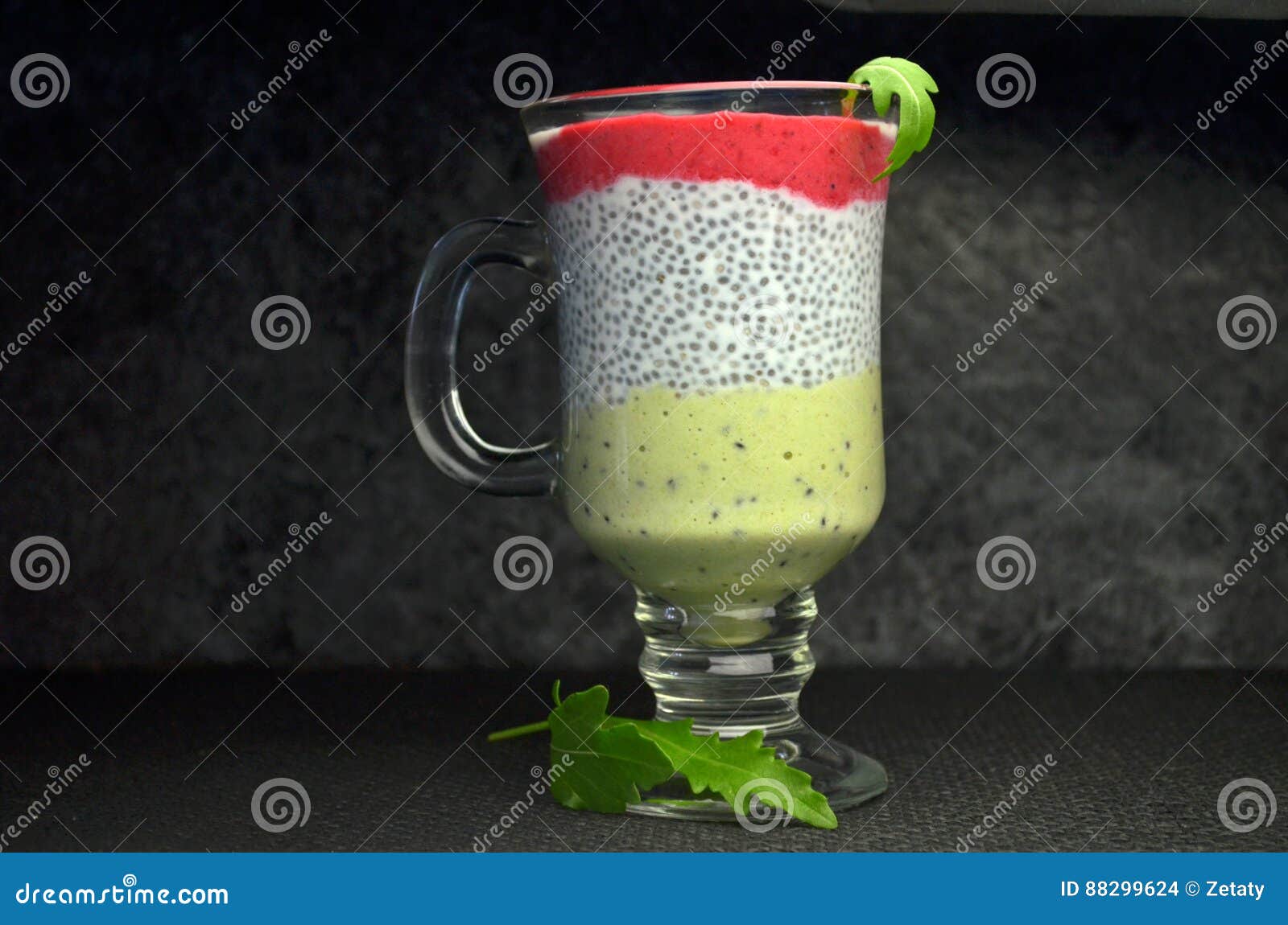 Healthy Desert with Chia and Fruits Stock Photo - Image of honey ...
