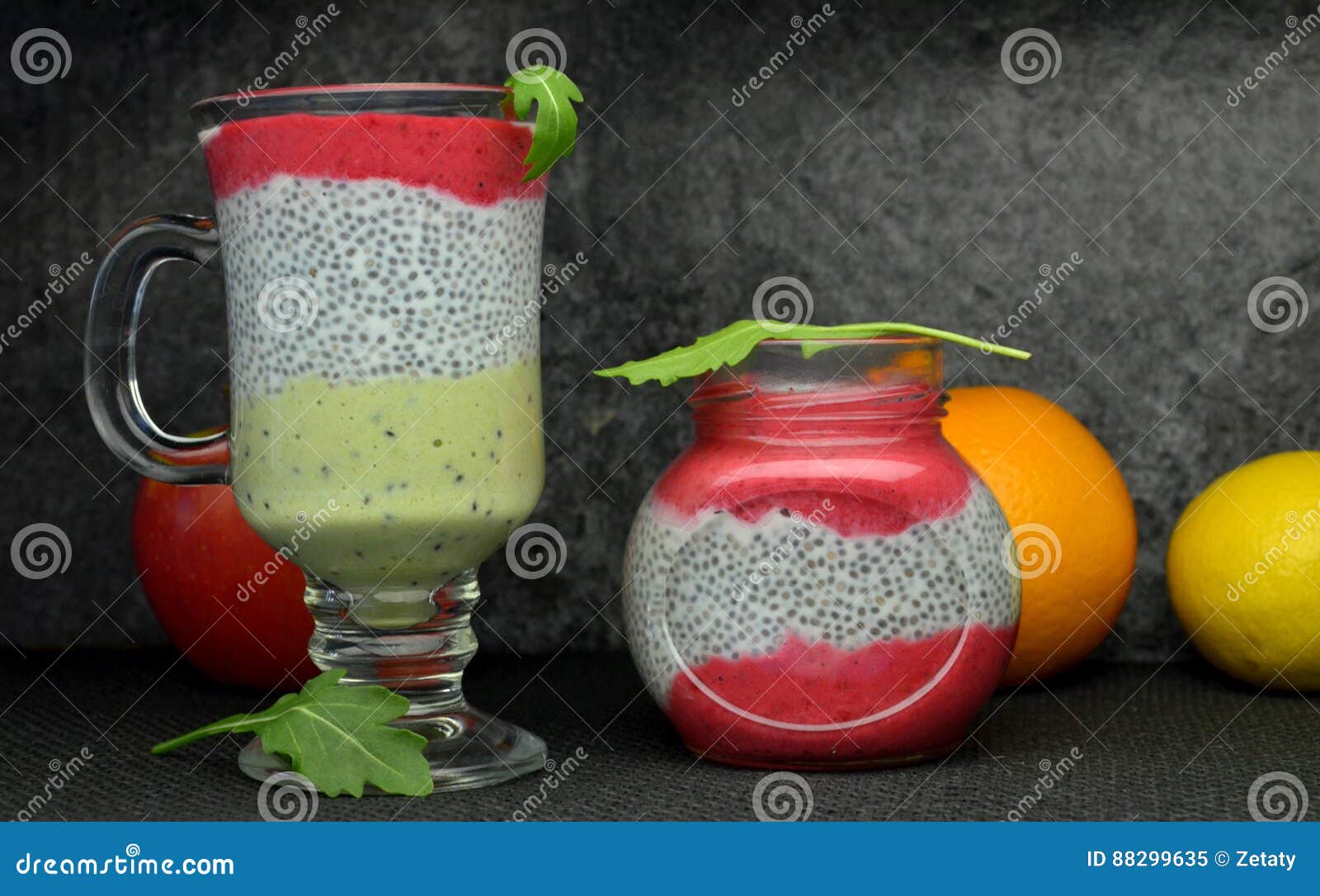 Healthy Desert with Chia and Fruits Stock Image - Image of blackberry ...