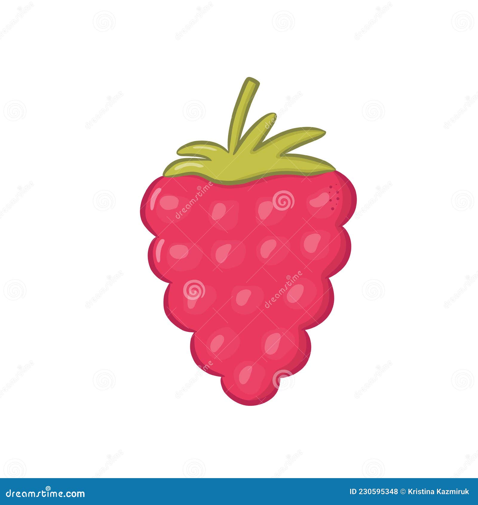 Colorful Cute Raspberry Isolated on White Background. Stock Vector ...