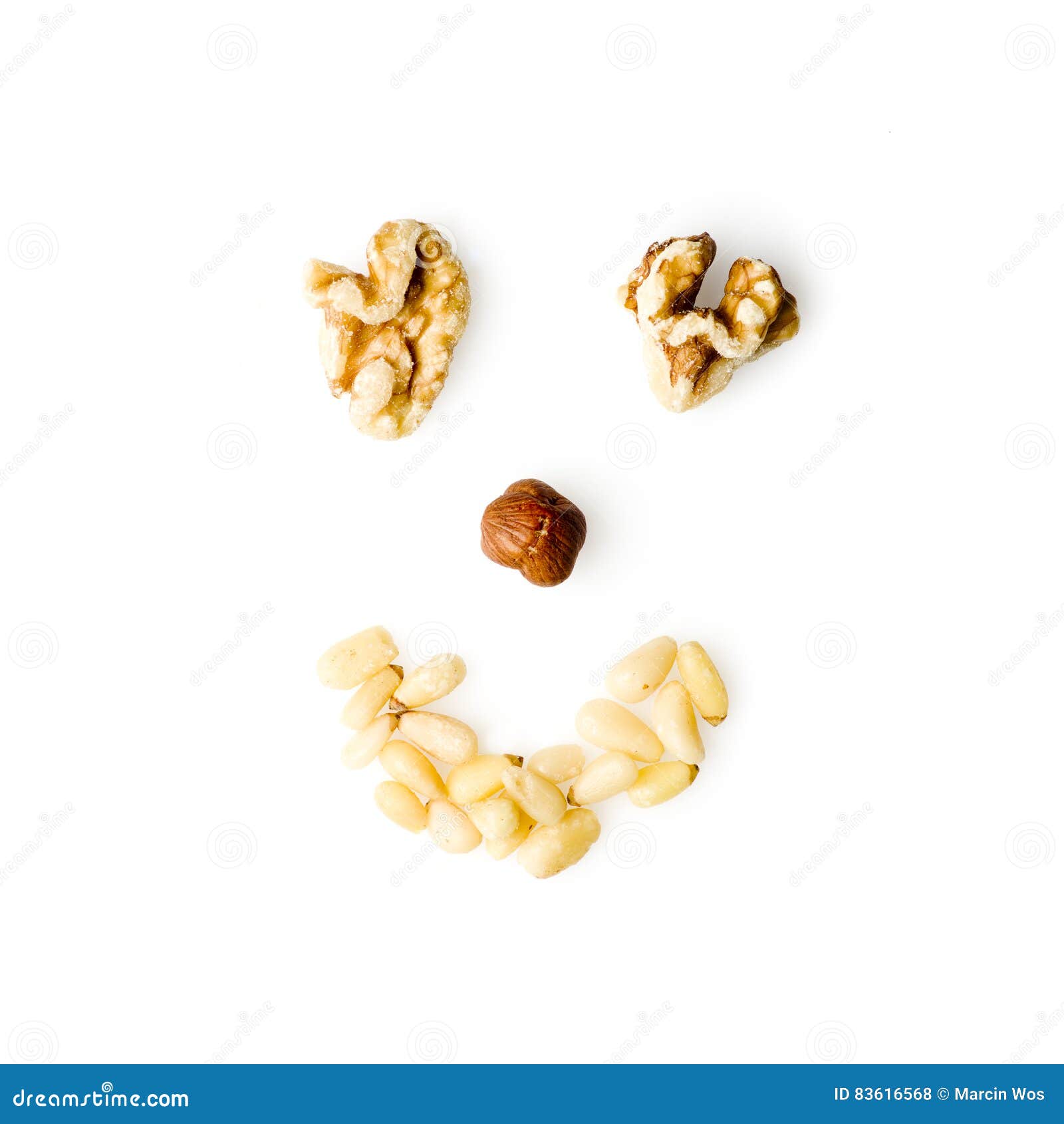 Healthy Diet Concept. Smiley Face Arranged from Dry Walnuts, Hazelnuts ...