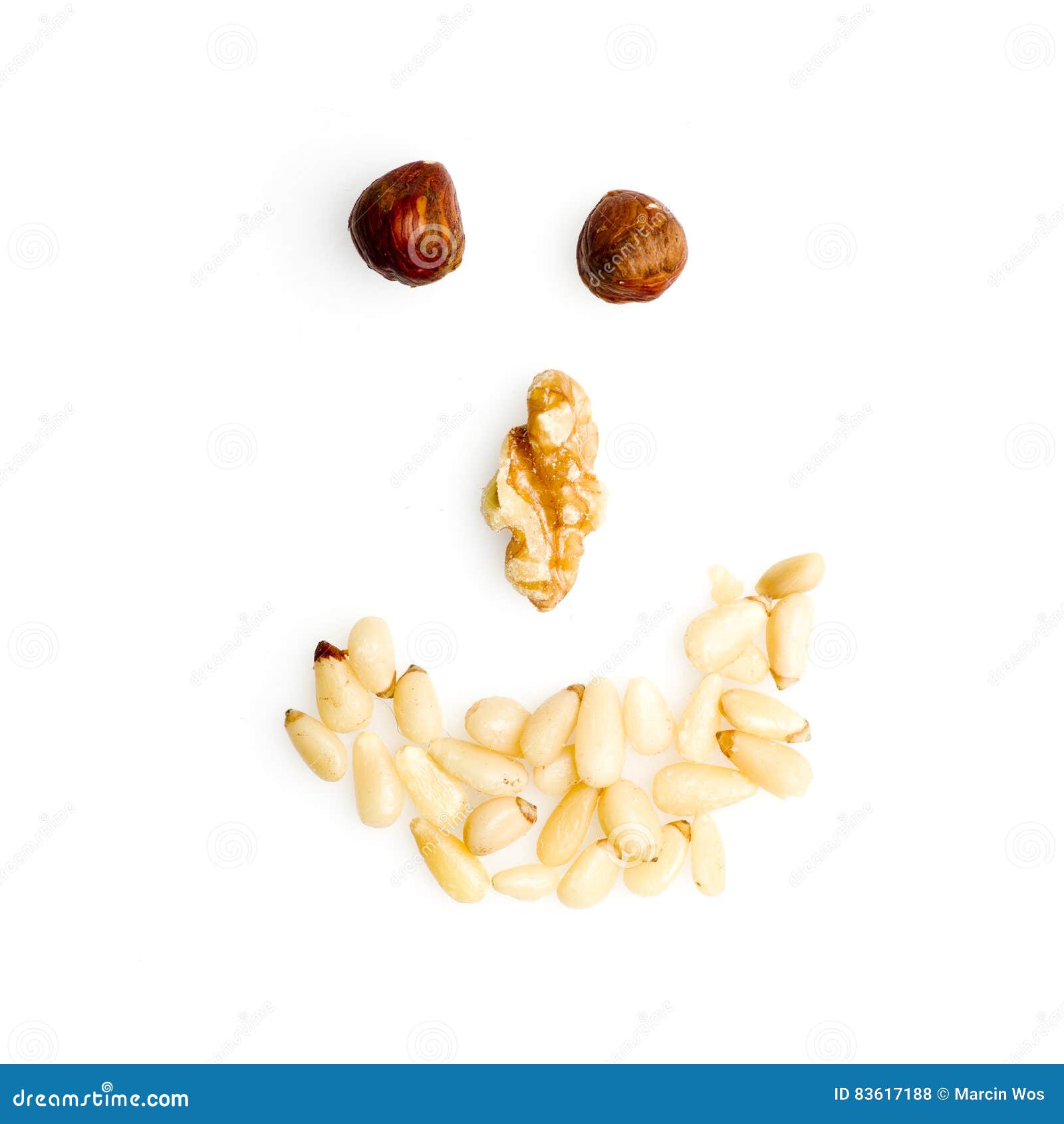 Healthy Diet Concept. Smiley Face Arranged from Dry Walnuts, Hazelnuts ...
