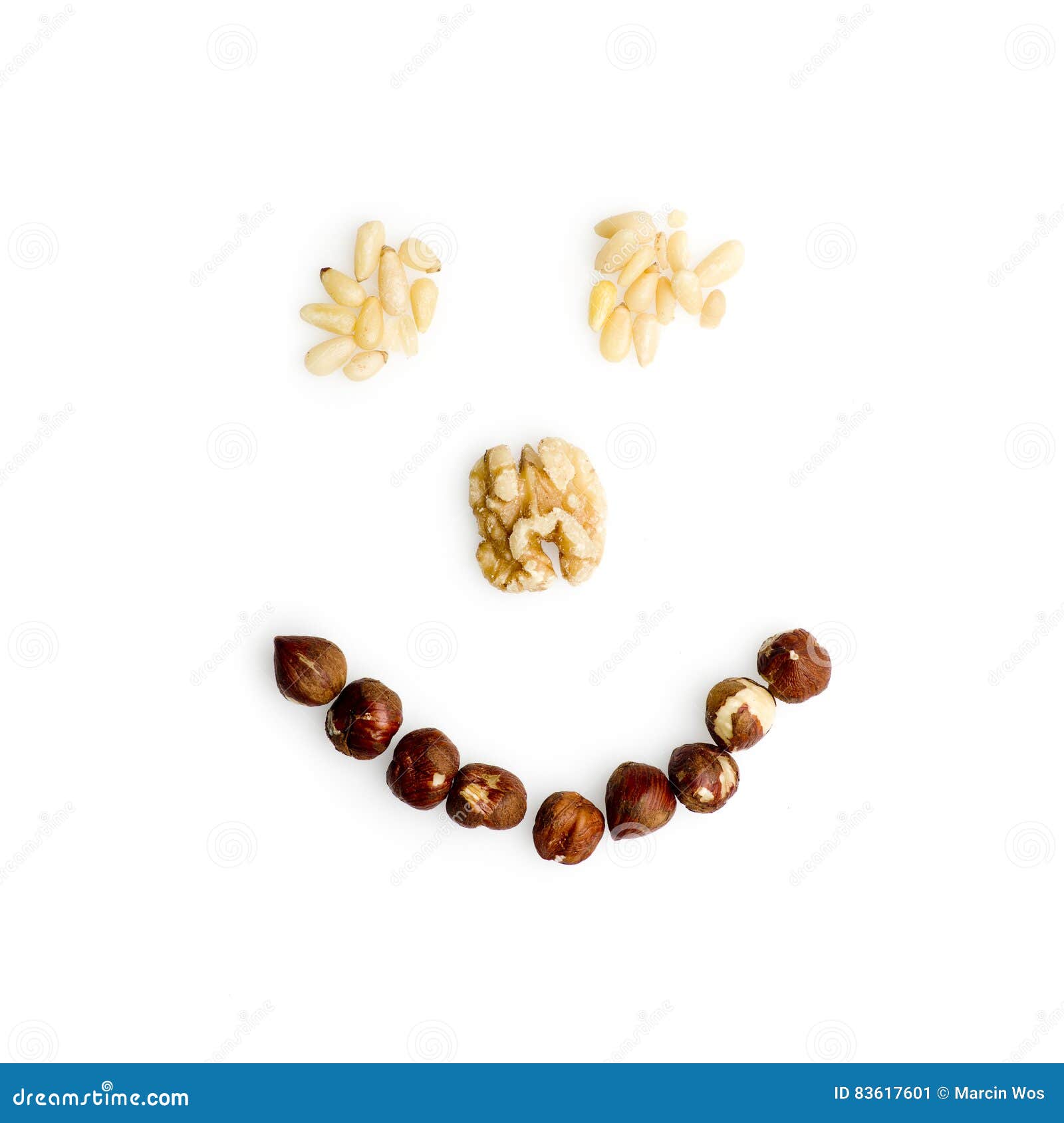 Healthy Diet Concept. Smiley Face Arranged from Dry Walnuts, Hazelnuts ...
