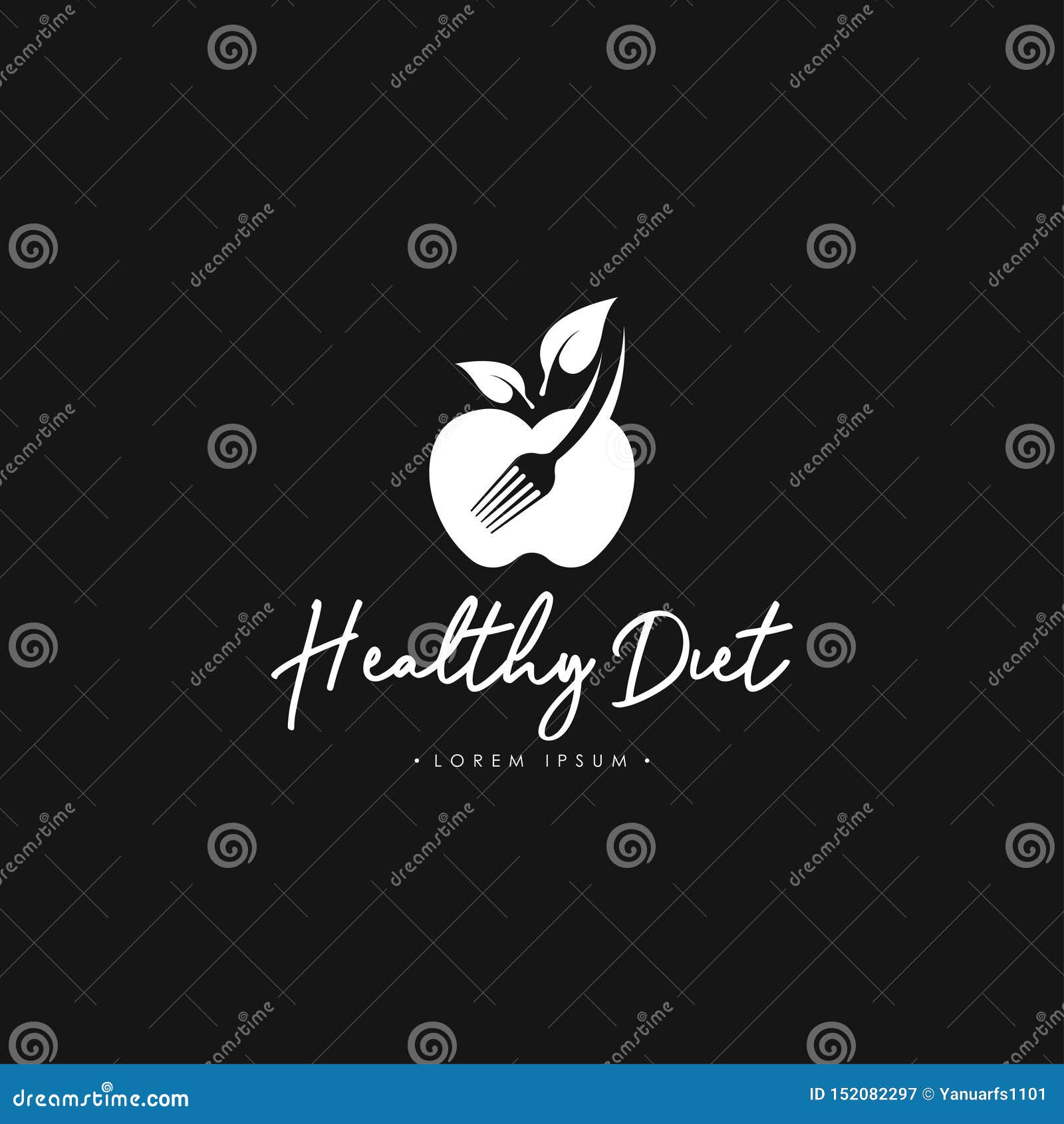 Healthy Diet Logo Template Vector on Isolated White Background Stock ...
