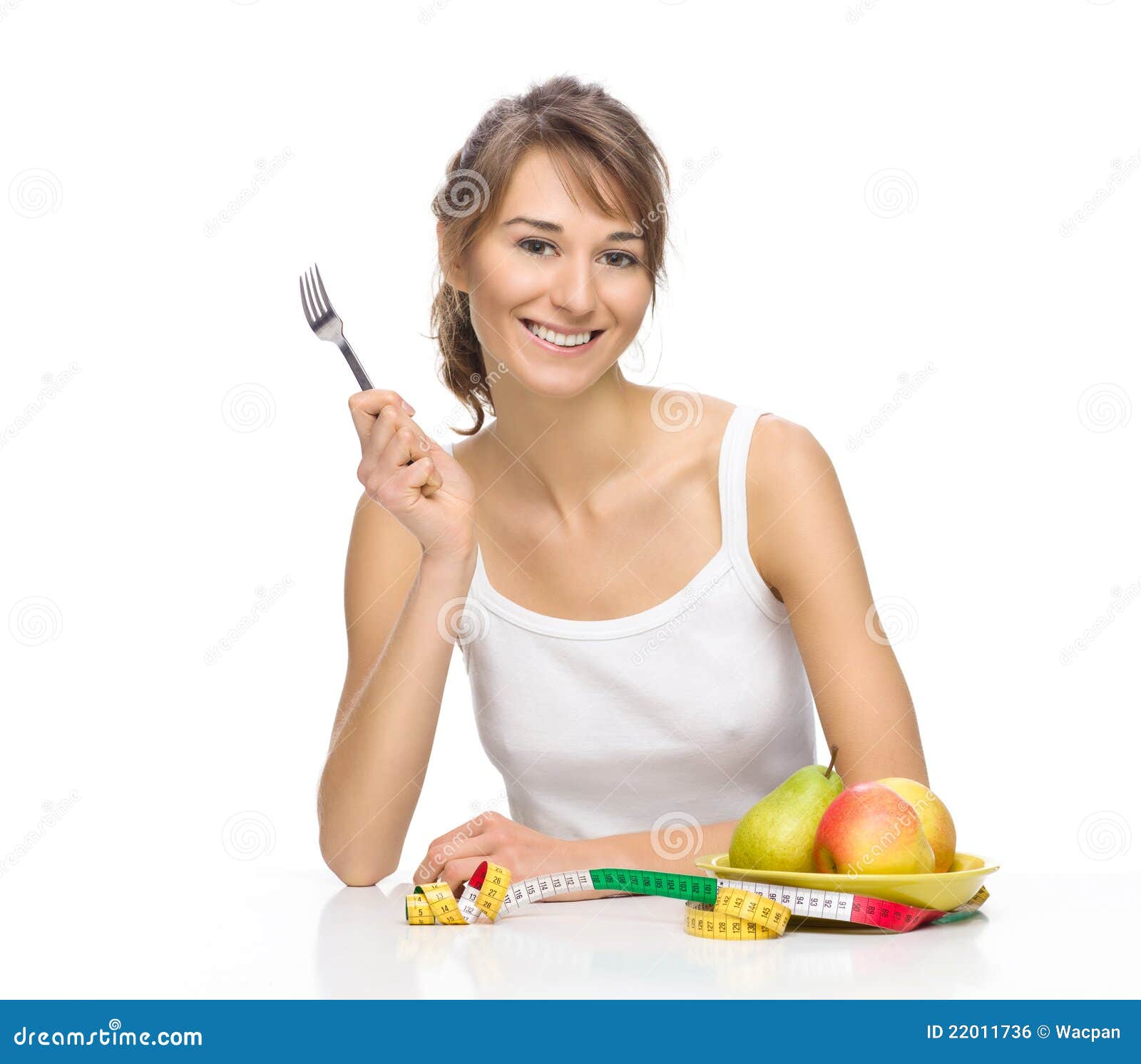 Healthy eating stock photo. Image of blond, tape, fruit - 22011736