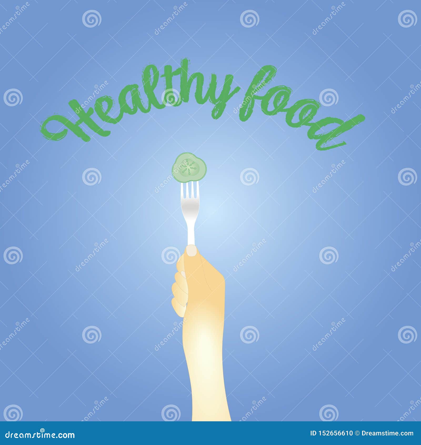 Healthy Eating Concept. Cucumber on the Fork Stock Vector ...