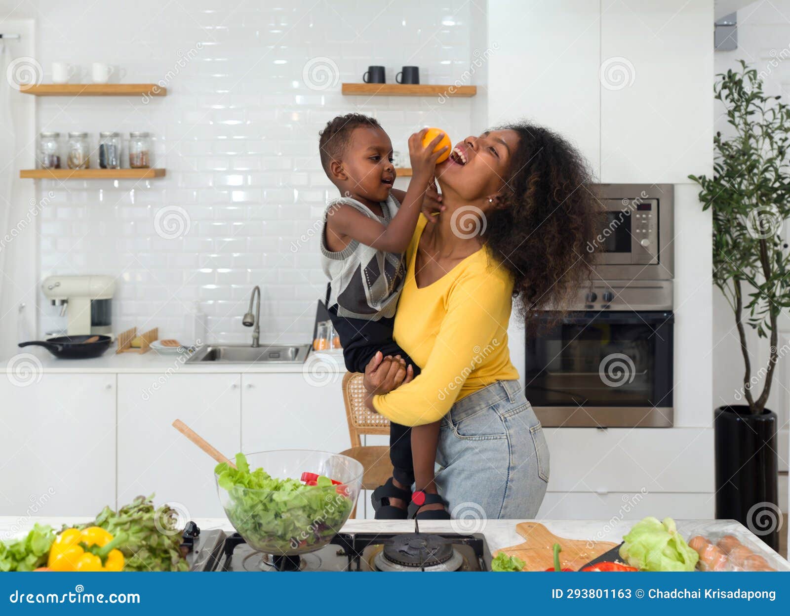 Healthy Eating. a Heartwarming Moment in the Kitchen Stock Image ...