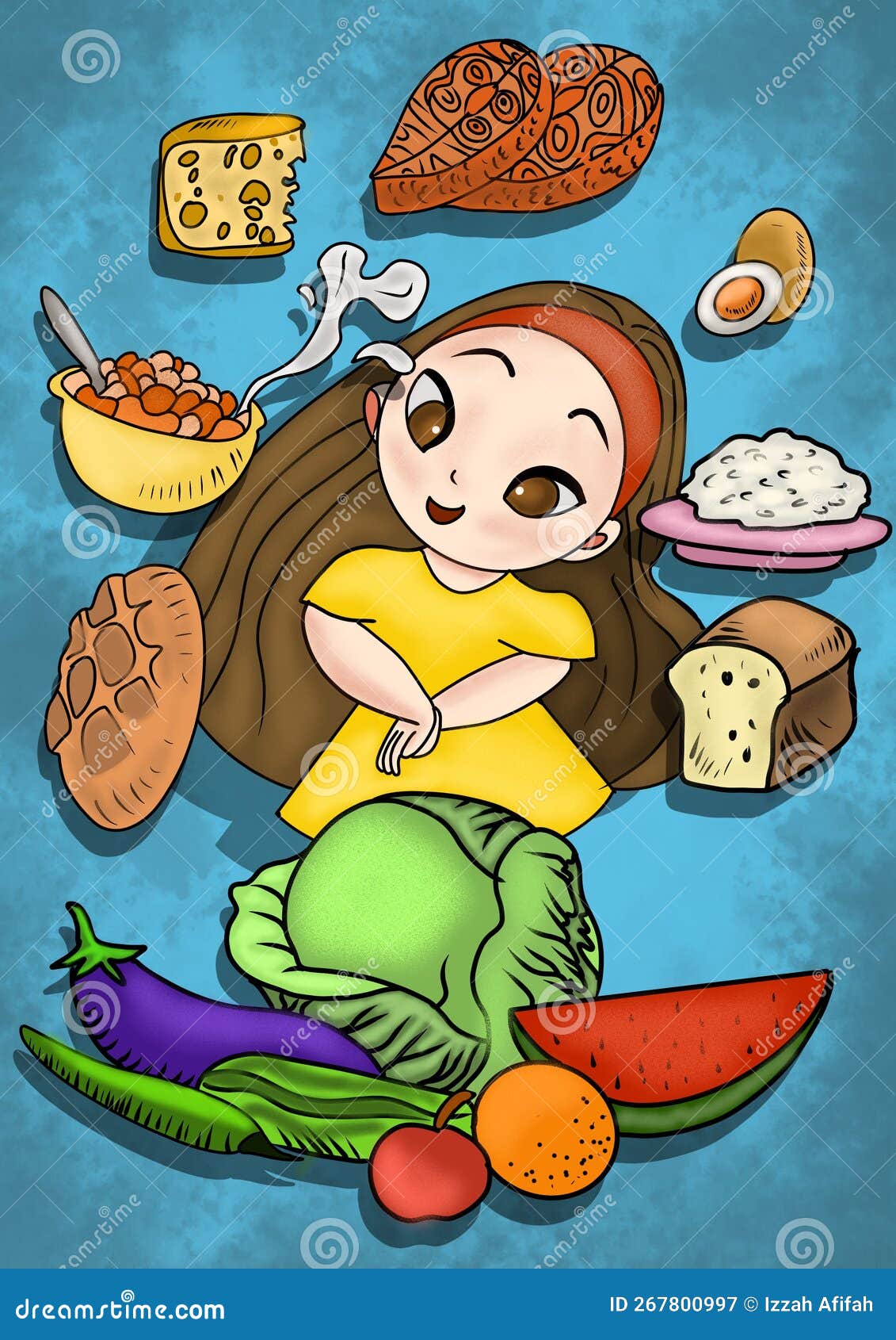 Healthy Eating Poster stock illustration. Illustration of cake - 267800997