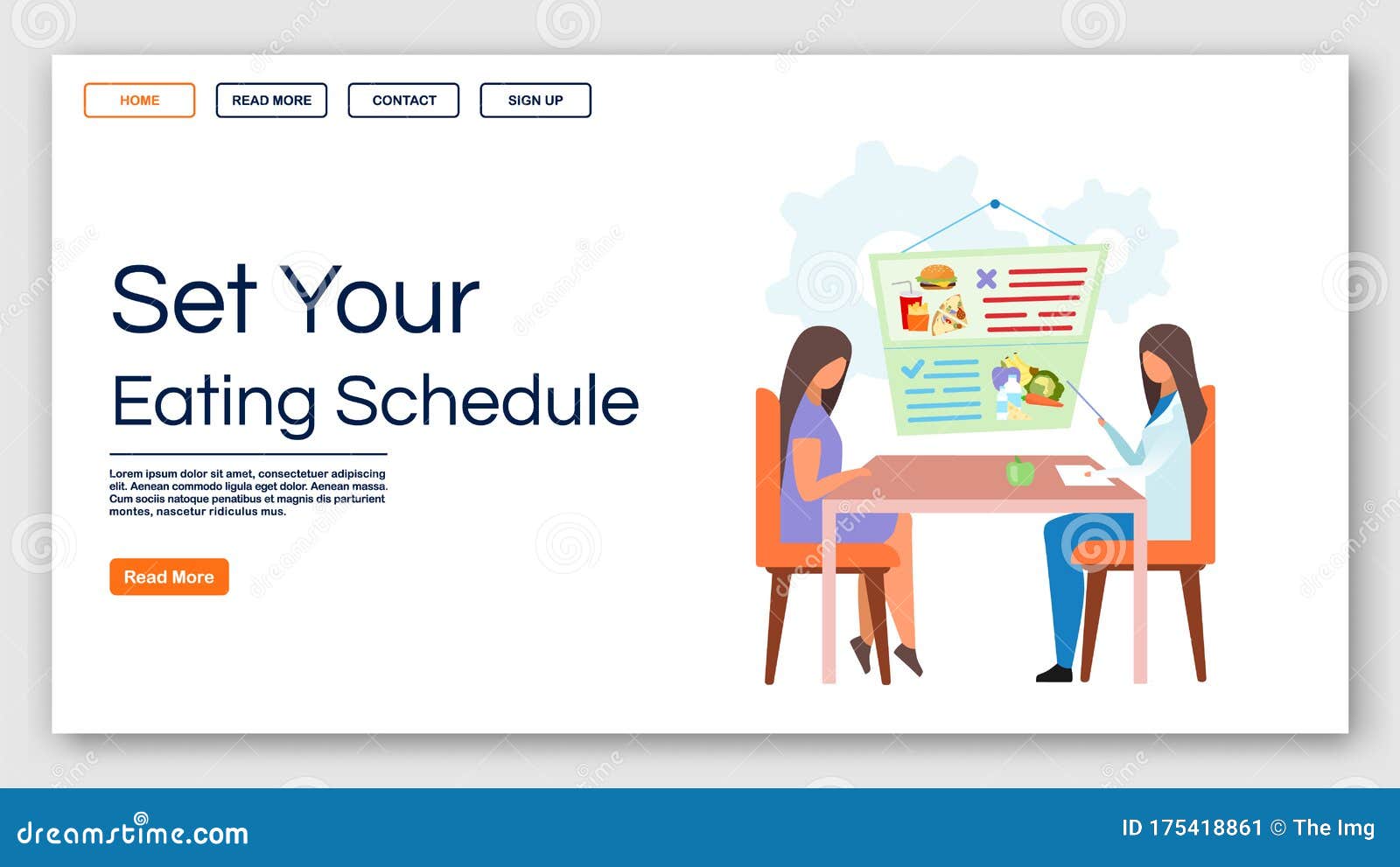 Healthy Eating Schedule Landing Page Vector Template Stock Vector ...