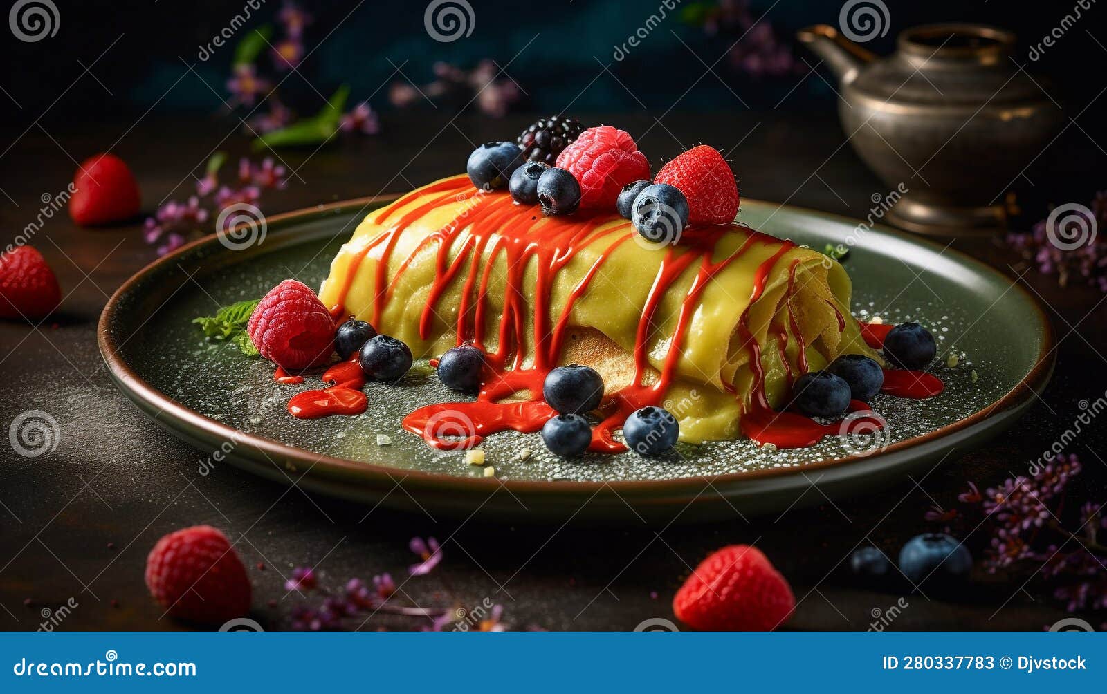 Healthy Eating on a Wooden Table Fresh Berry Stack Dessert Generated by ...