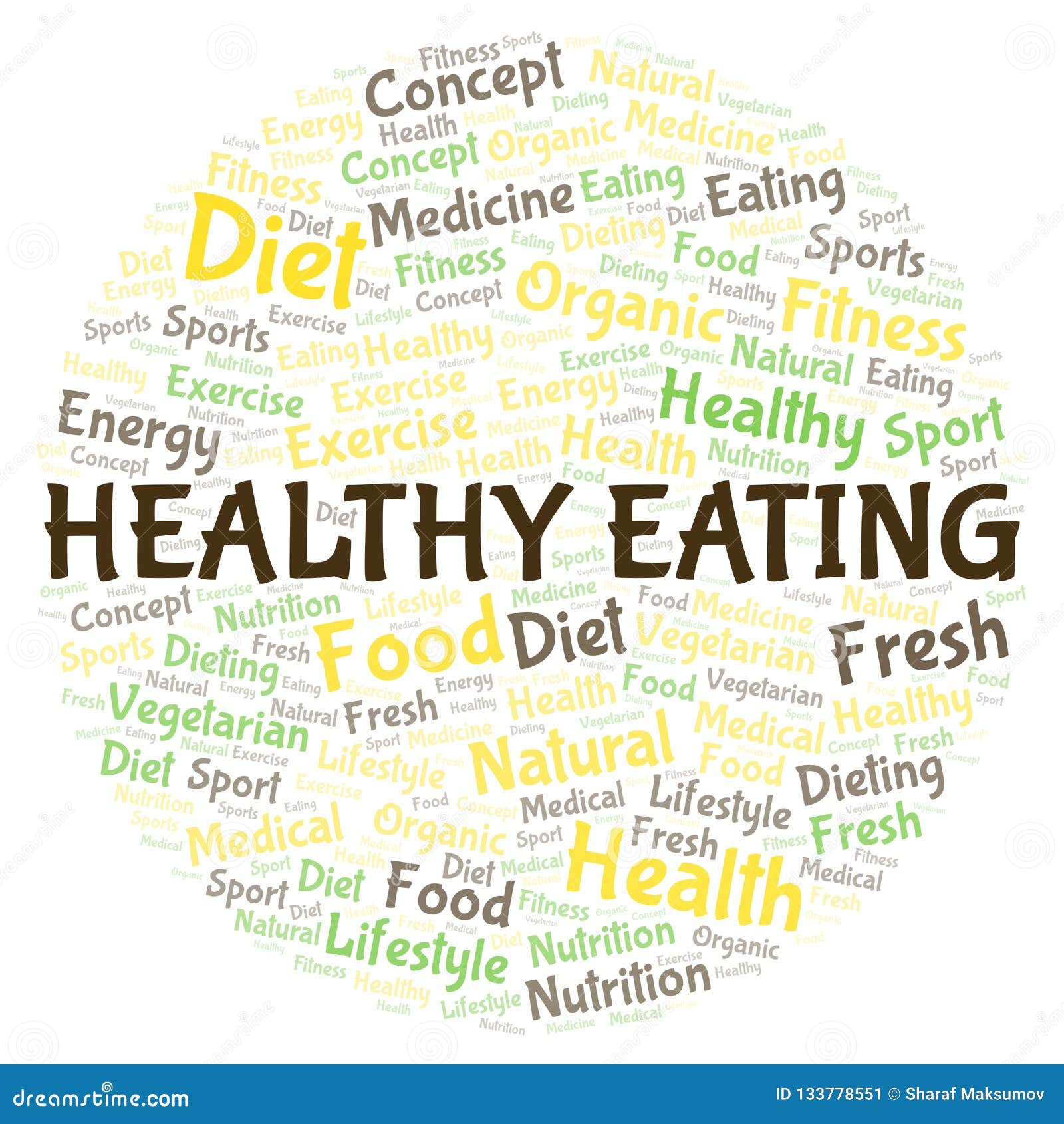 Healthy Eating word cloud stock illustration. Illustration of ...