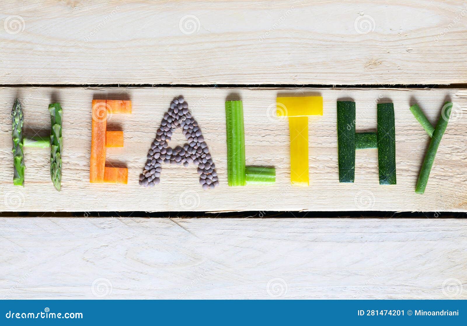 Healthy Eating. Word Healthy Made of Vegetables, Isolated on Background ...